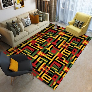 African Kente Print Rug, Tribal Print Vibrant Colors, Non-slip ...