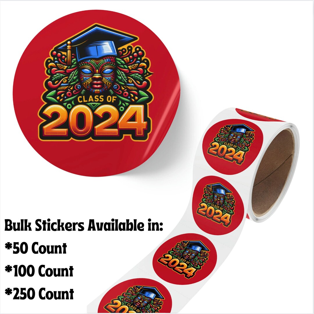 Class of 2024 Sticker Roll, Bulk Graduation Stickers, Black Culture ...