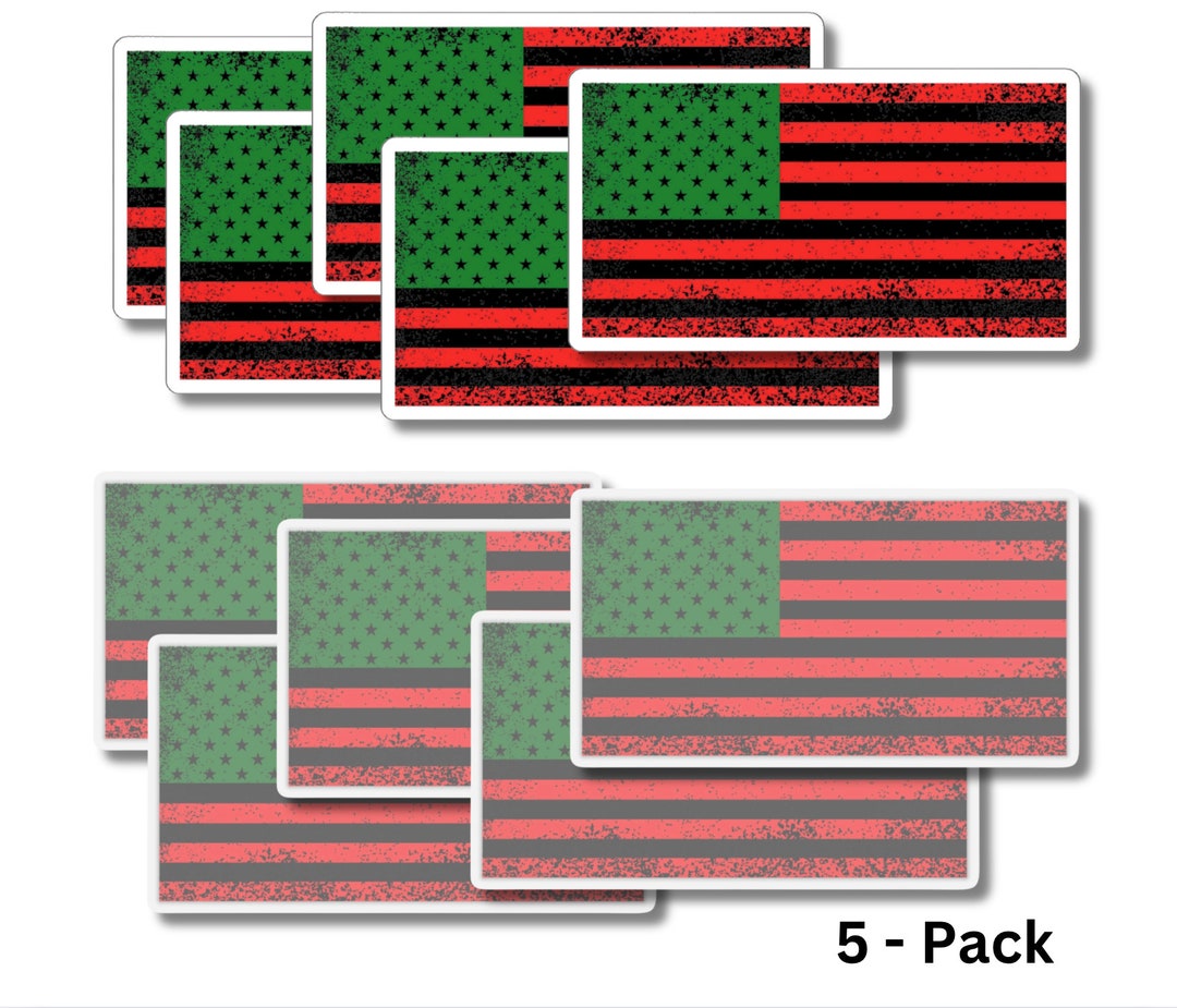 Red, Black, Green American Flag Sticker Set 5-pack, Pan-african Flag ...
