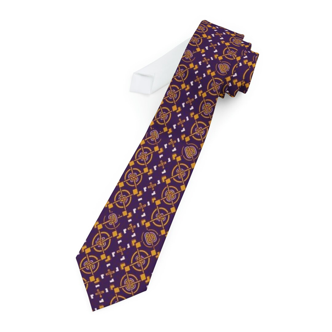 Omega College Fraternity African Print Tie, Purple & Gold Men's Tie ...