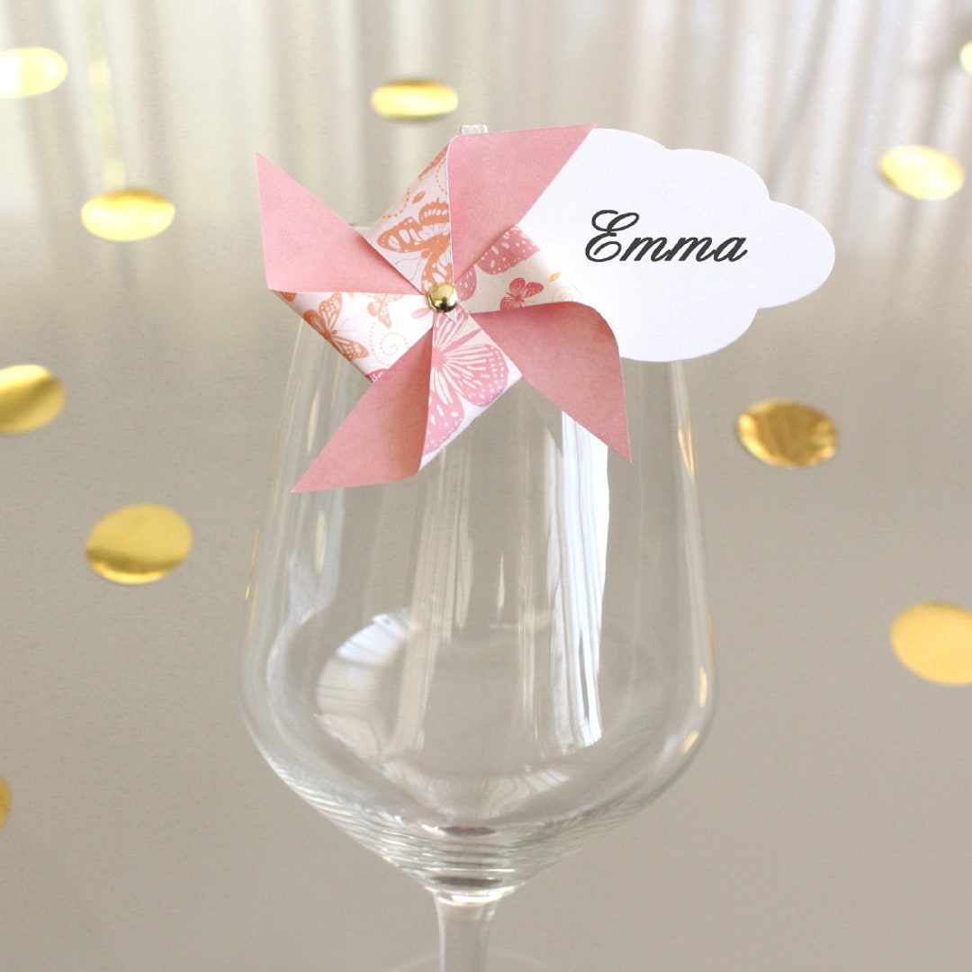 Glass Marker Place Marker Windmill and Orange Cloud Butterflies ...