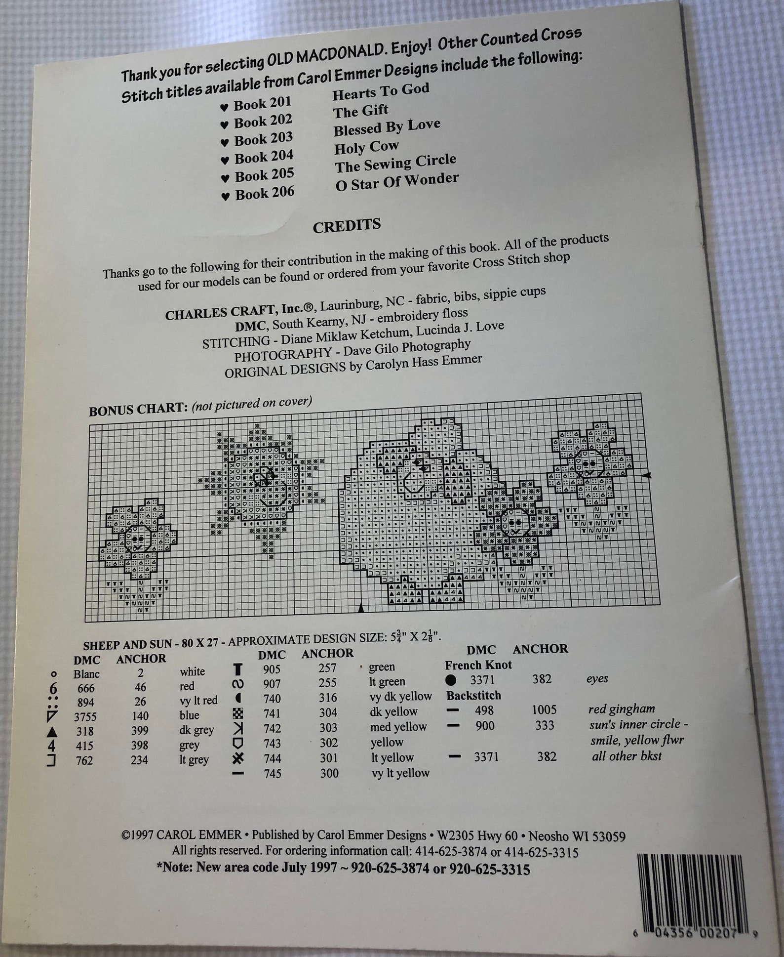 Old Macdonald Cross Stitch (book 207) Vintage Pattern by Carol Emmer ...