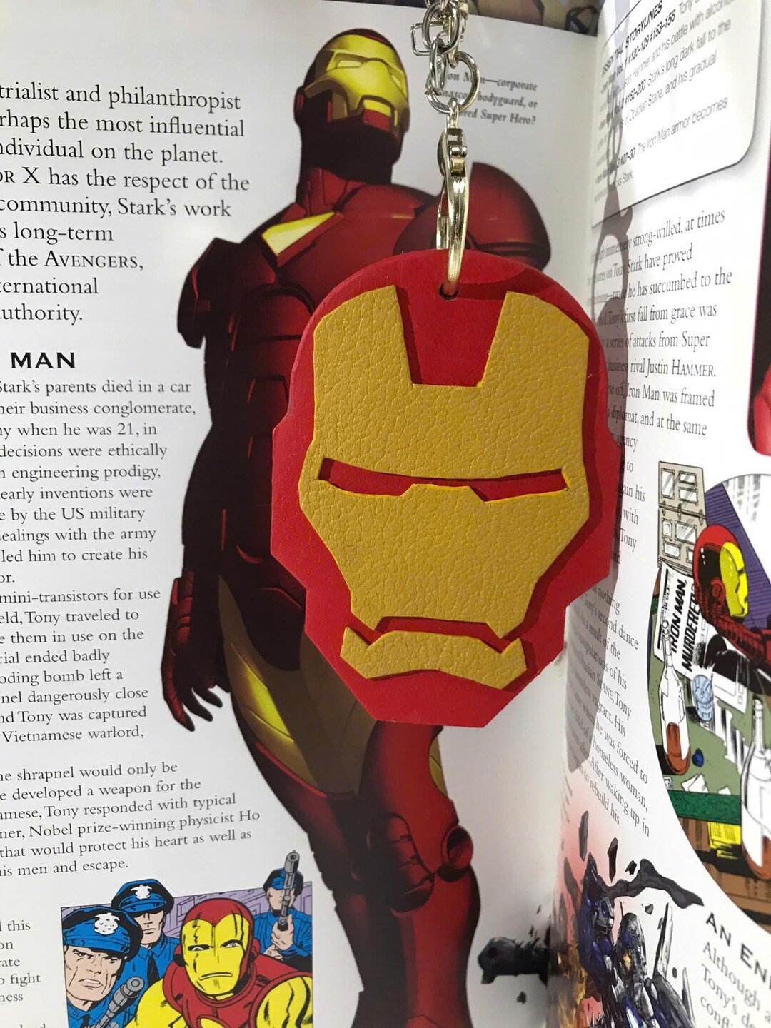 Iron Man Leather Bag Charm, Superhero Keychain, Handmade Marvel Purse ...