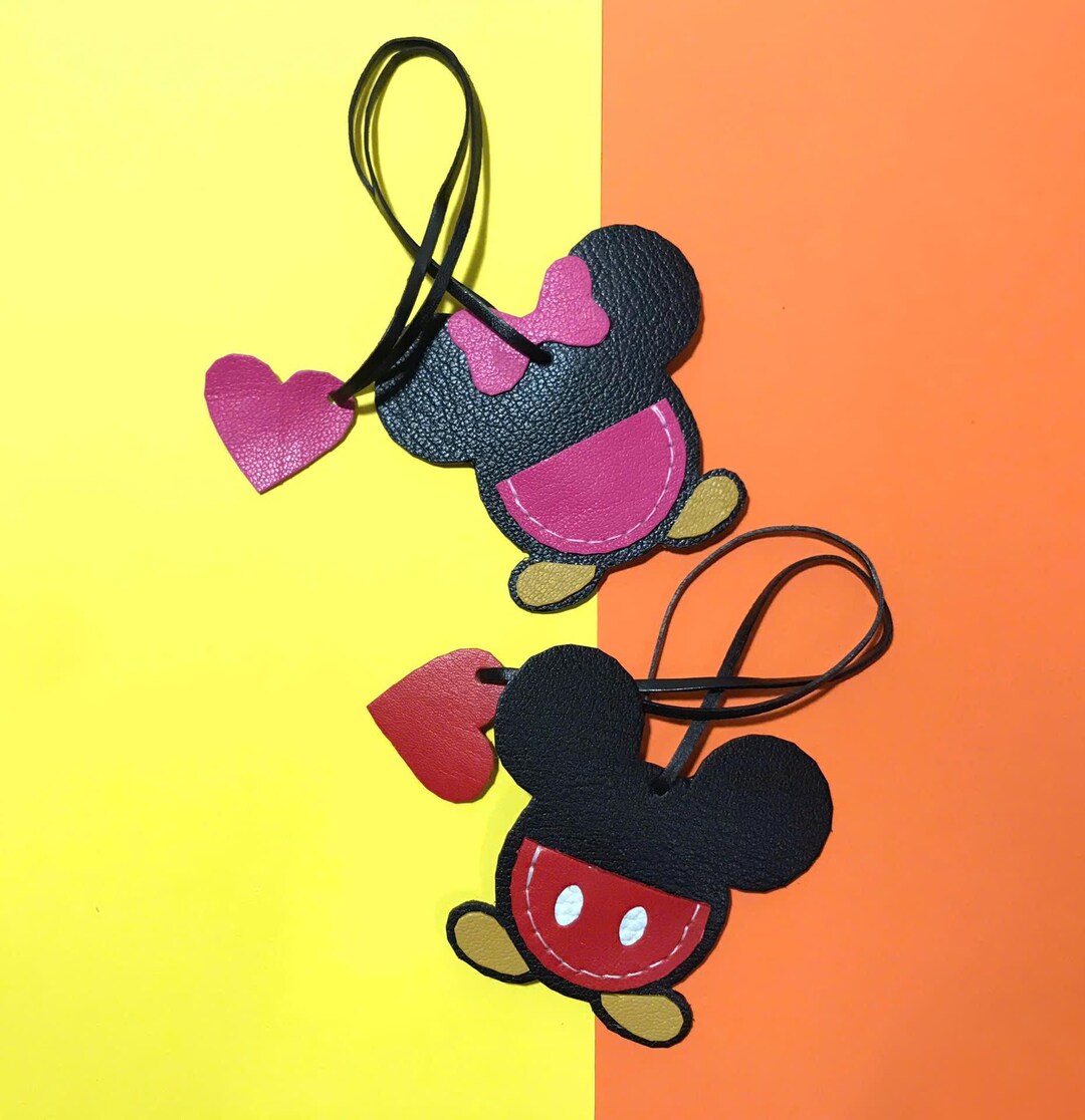 Leather Mickey Minnie Bag Charm, Handmade Disney-inspired Purse ...