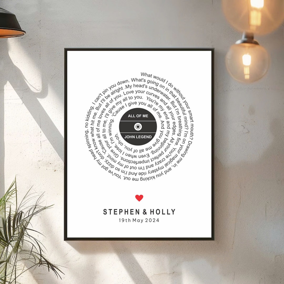 Song Lyric Card Perfect for Wedding, Anniversary Card, Valentine Day ...