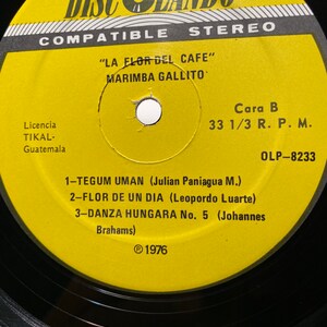 La Flor Del Café Marimba Gallito Bella Guatemala 8233 Record 1976 - Etsy