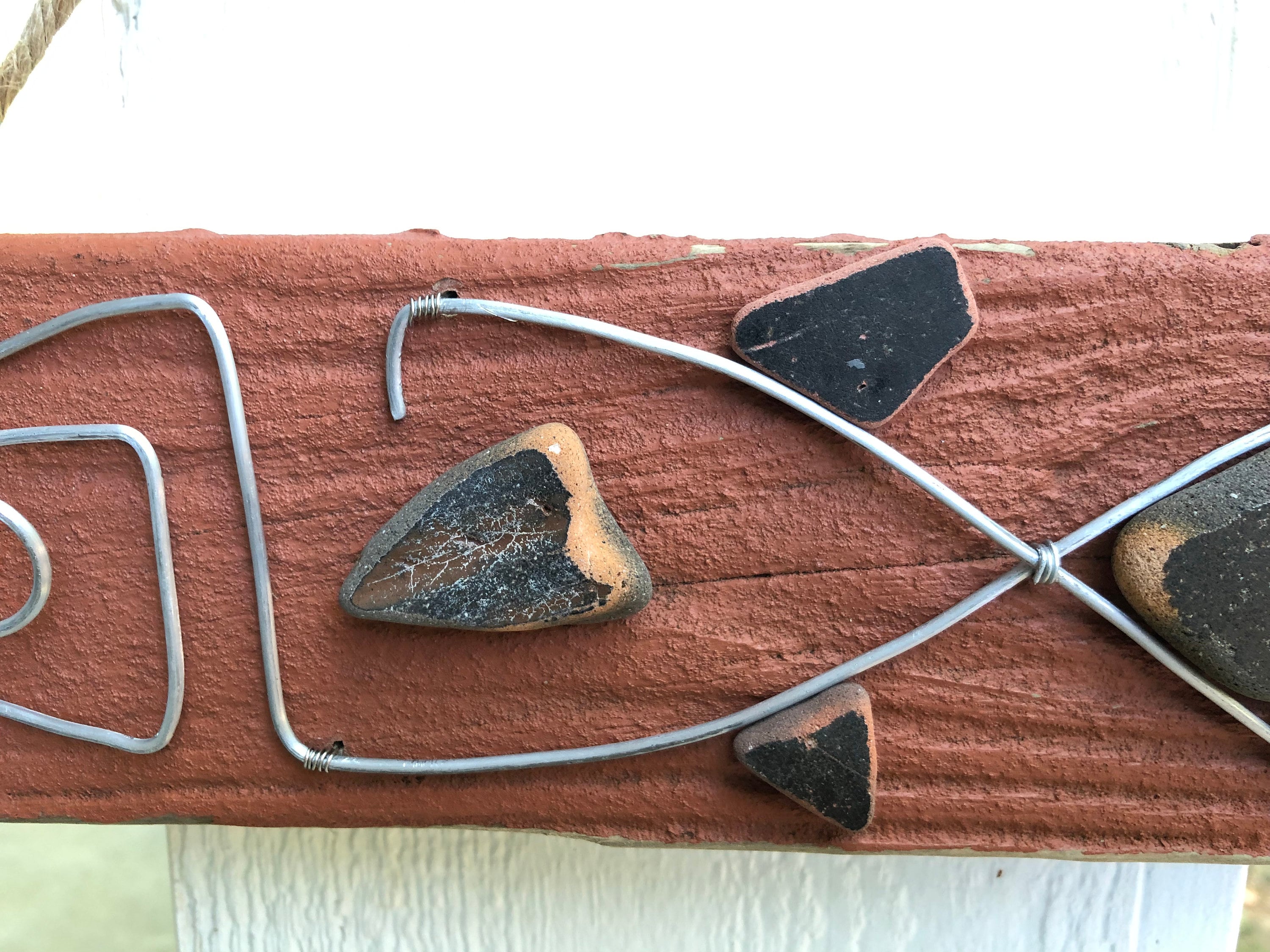 Rustic Fish Art Made With Vintage Beach Pottery and Reclaimed - Etsy