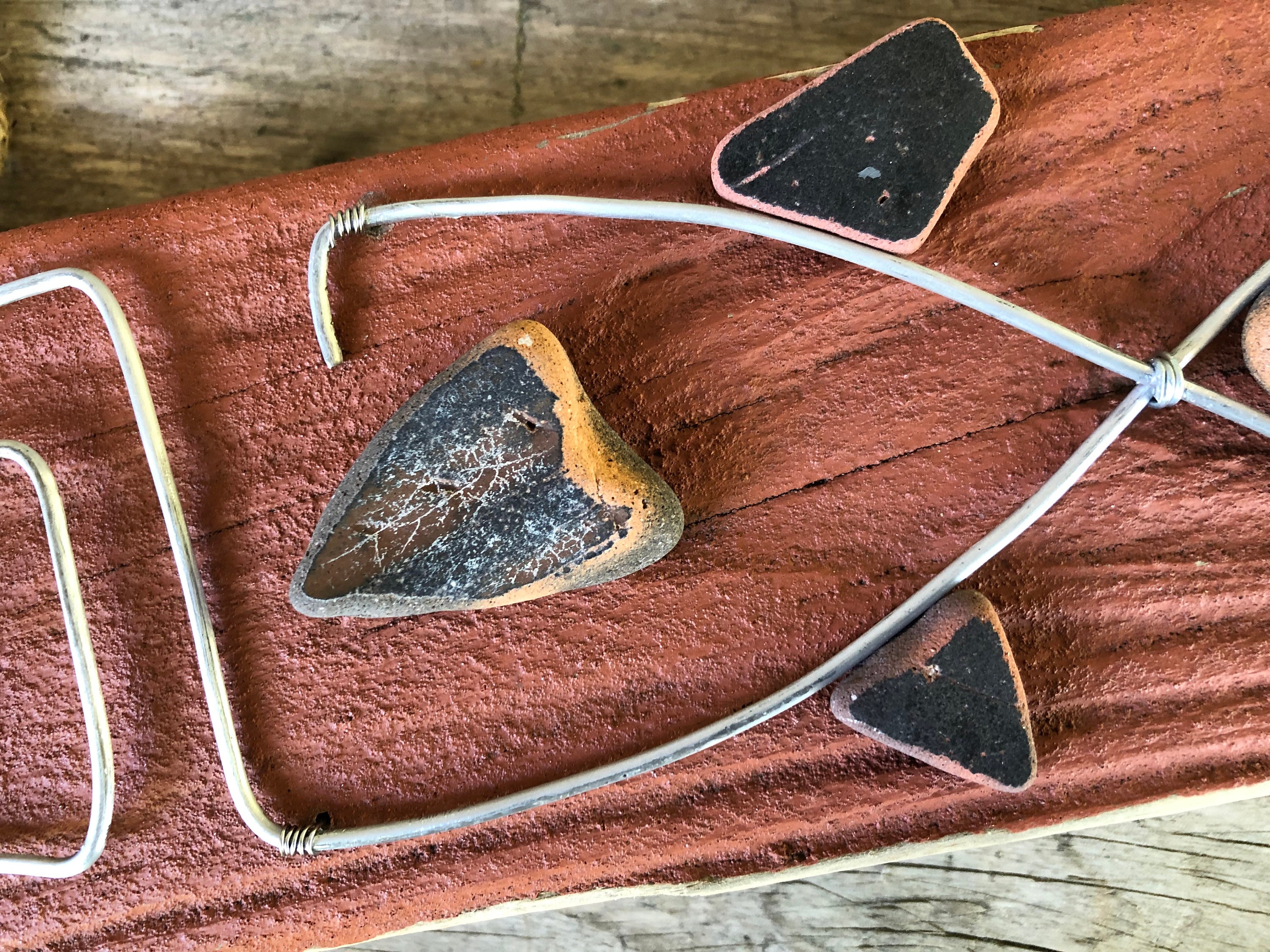 Rustic Fish Art Made With Vintage Beach Pottery and Reclaimed Wood ...