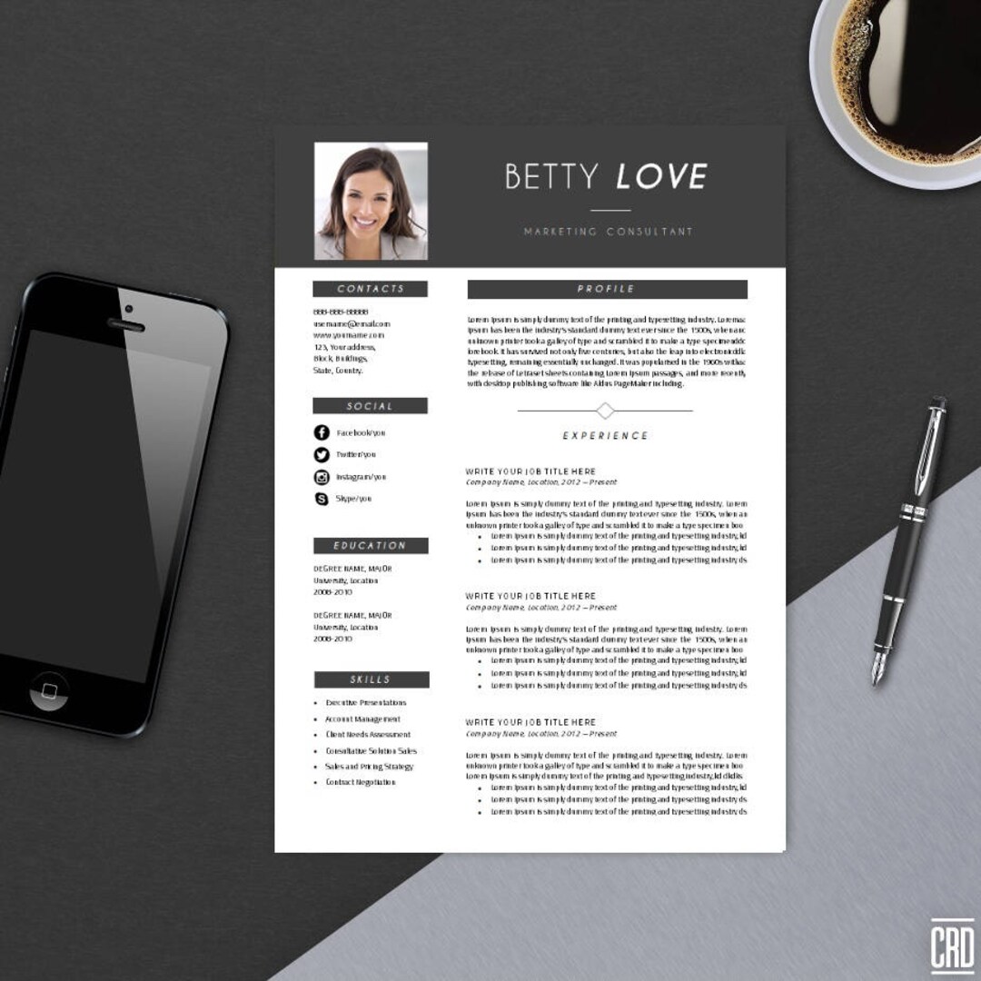 Resume Template With Cover Letter | Instant Download | Best CV Template ...