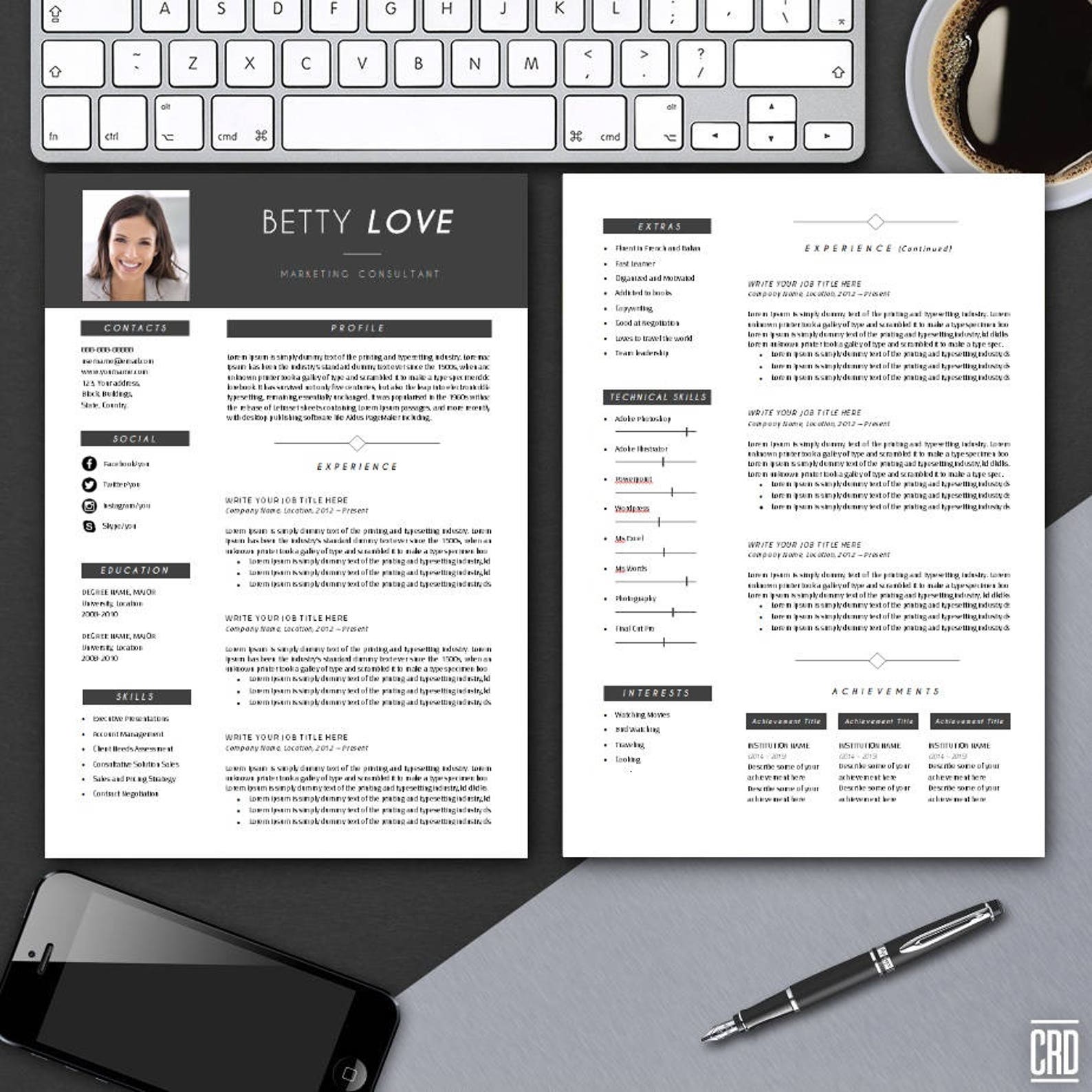 Resume Template With Cover Letter | Instant Download | Best CV Template ...