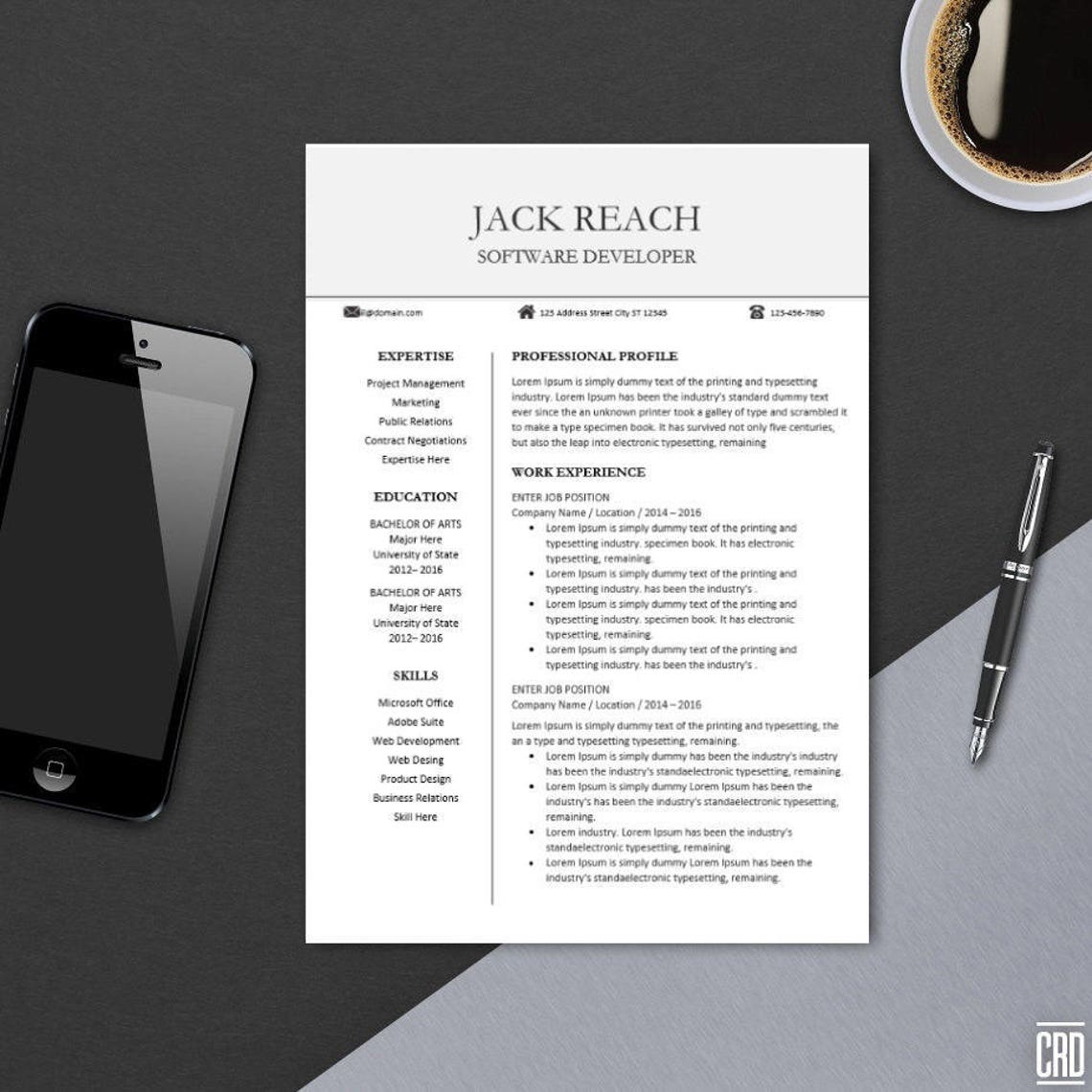 Professional Resume Template | Editable, Printable, Modern CV | Clean ...