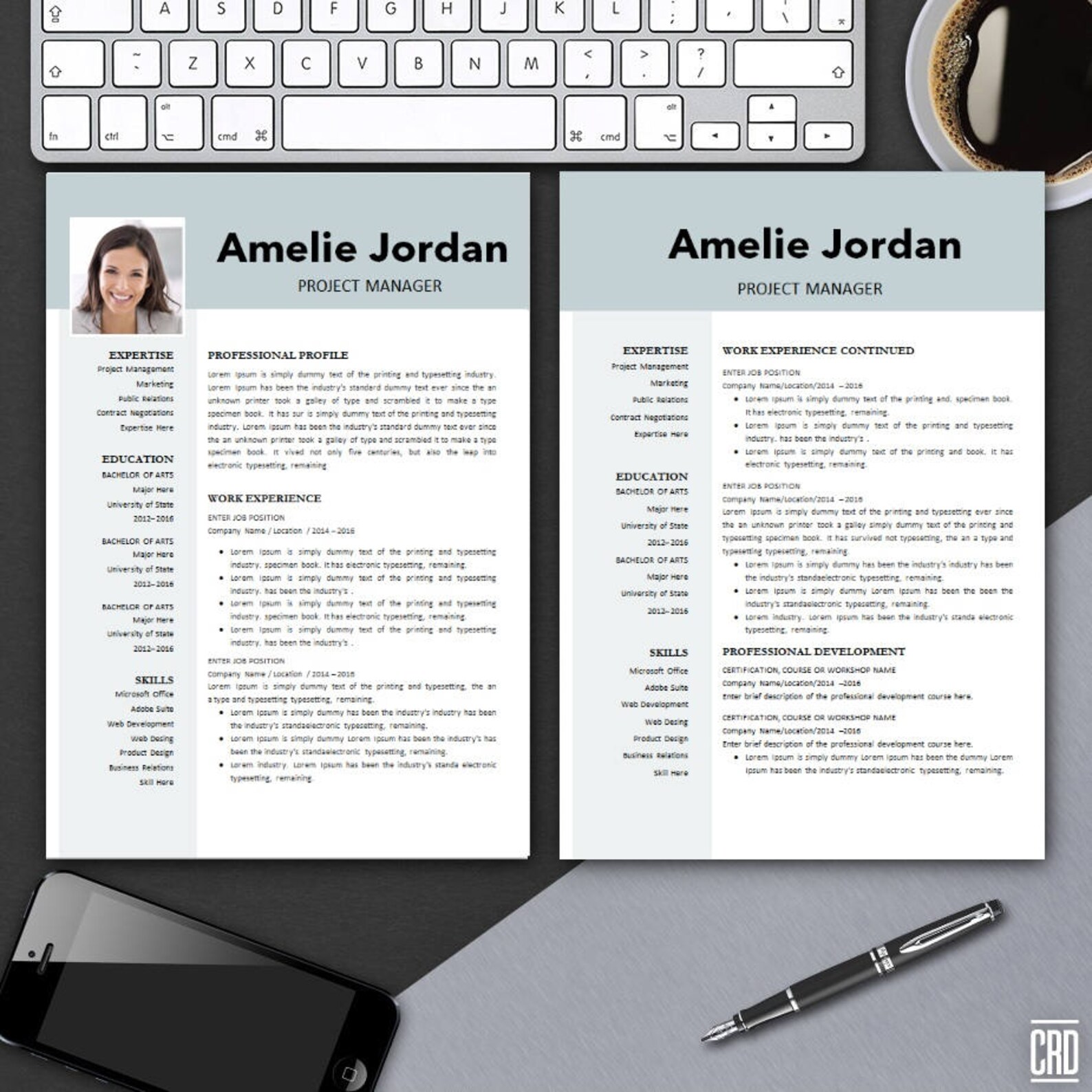 Resume Template 3 Page for MS Word |CV Template Example | Instant ...