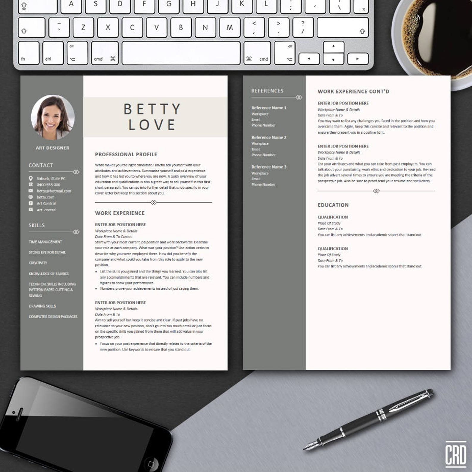 Resume Template Instant Download | Best CV Template + Cover Letter ...