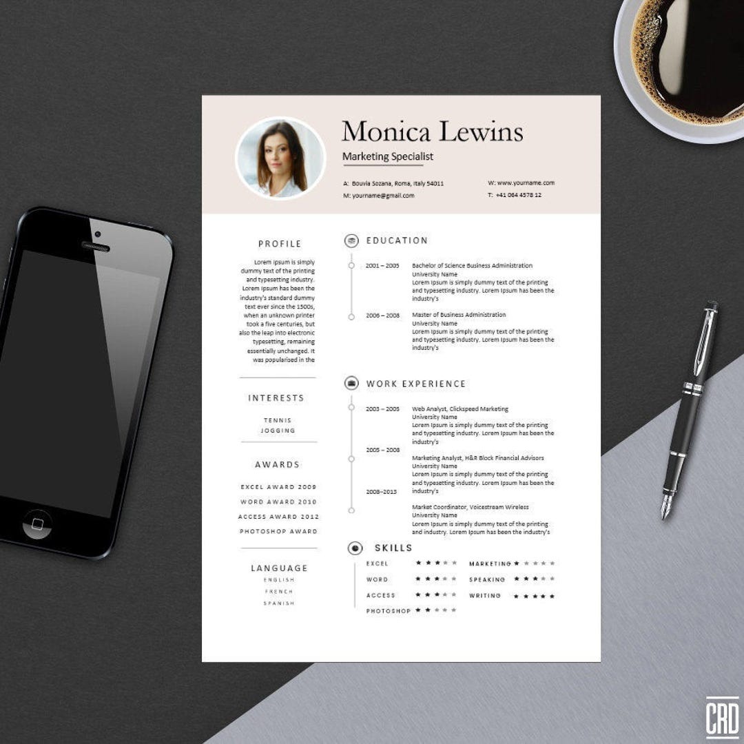 Clean Professional Resume Template for MS Word | Modern Resume Design ...