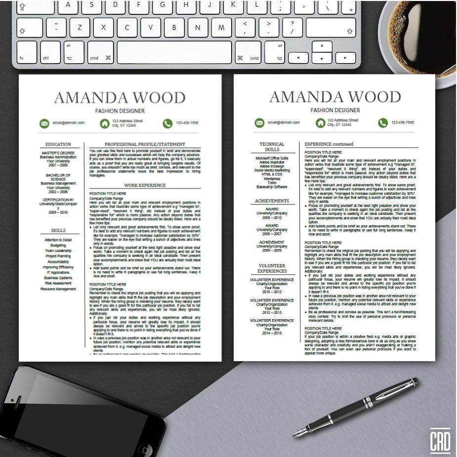 Professional Resume, Printable Editable Template for Microsoft Word ...