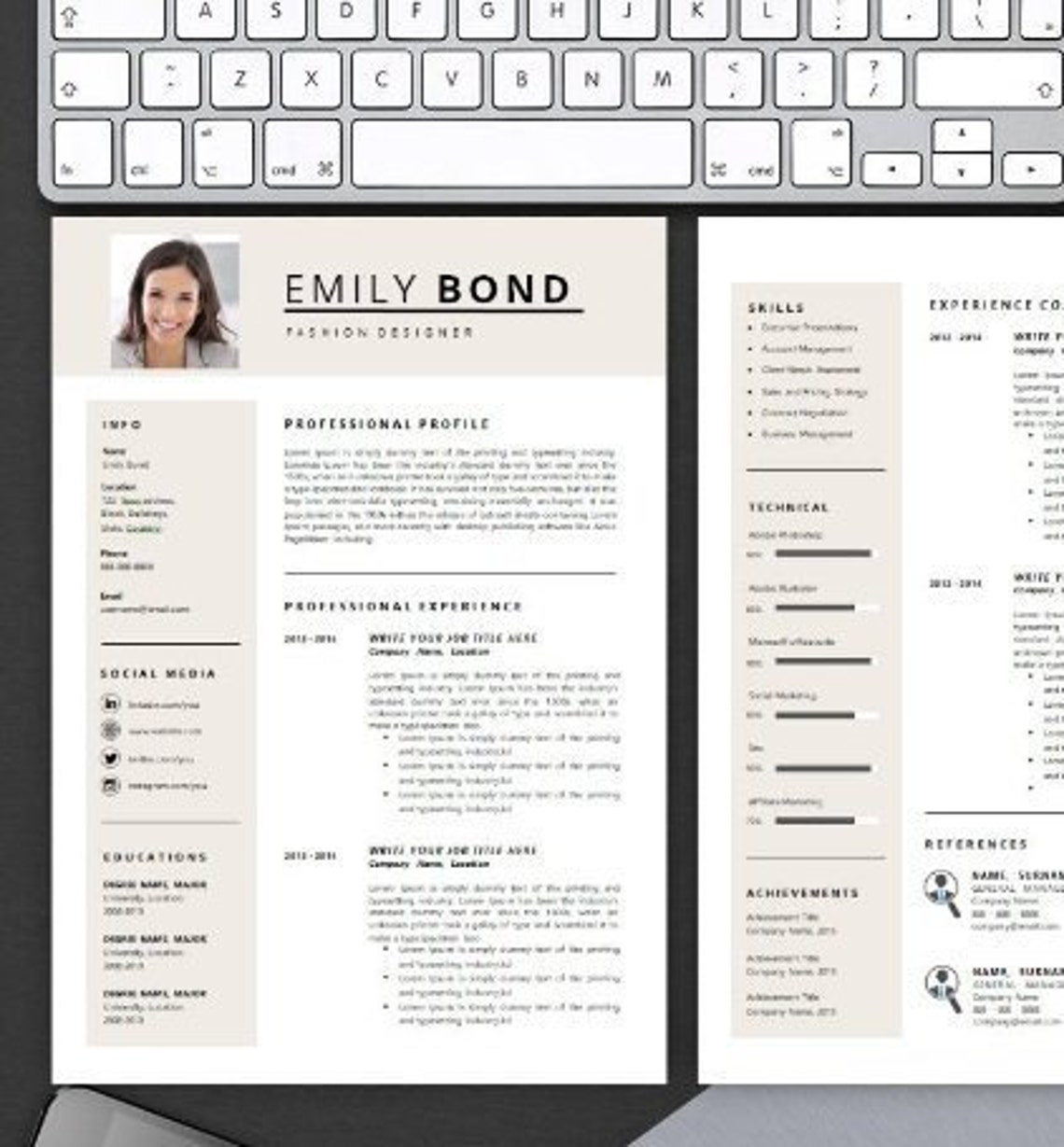 Resume Template With Instant Download | Modern & Minimal CV Template ...