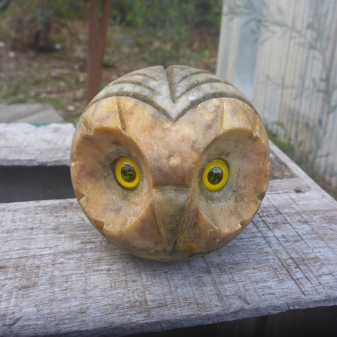 ITALIAN ALABASTER Cute Round Owl 9cm Tall 25cm Circumference - Etsy