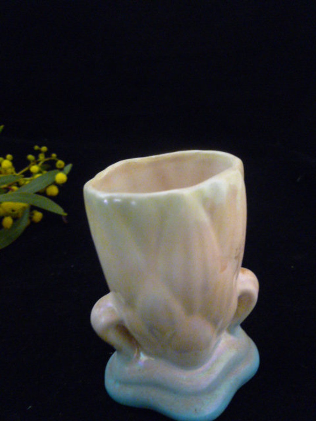 Vintage PATES Australian Pottery Vase Cream & Pale Blue Lustre Good ...