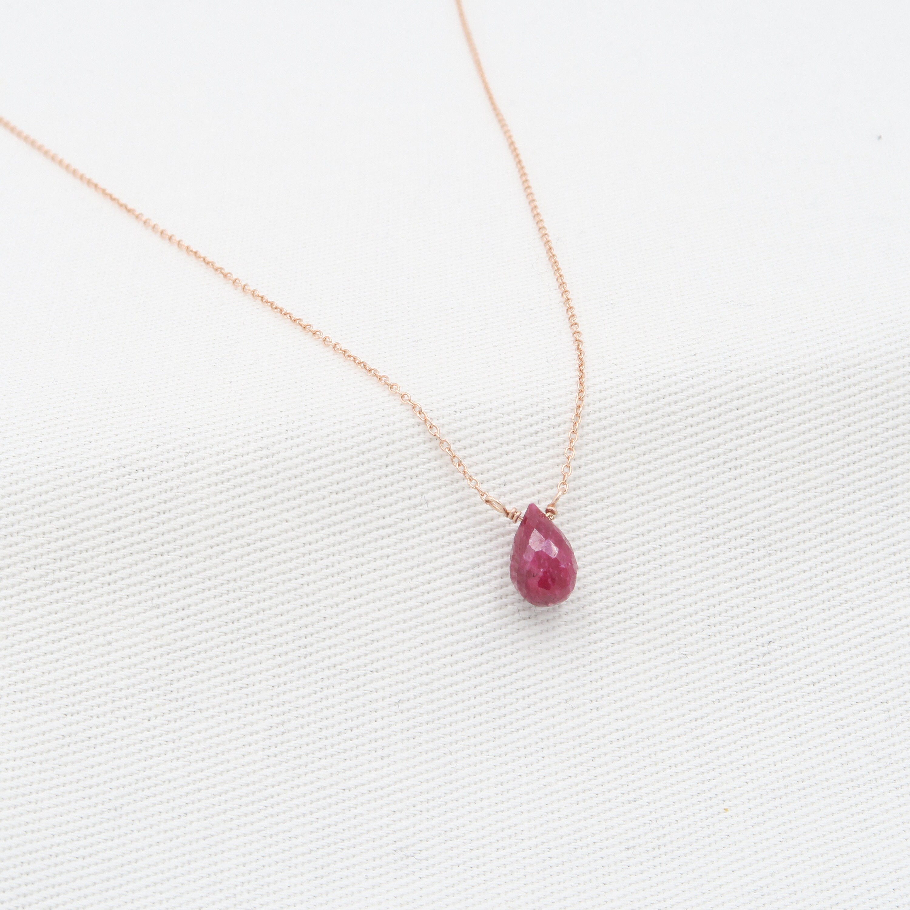 Genuine Ruby Necklace• Ruby Pendant in Gold• Rose Gold With Ruby ...