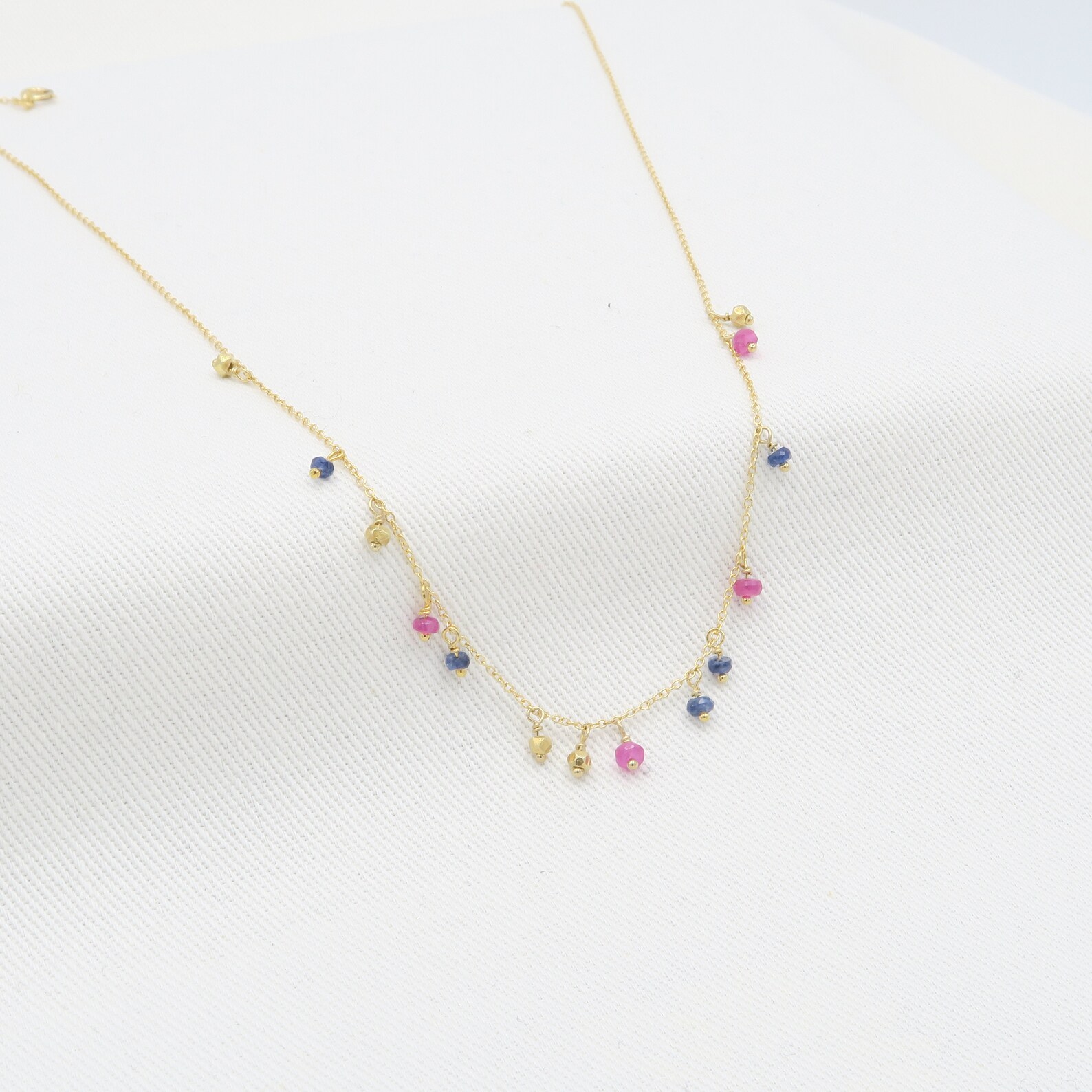 Sapphire & ruby Necklace Yellow Gold 14K Sapphire and Ruby | Etsy