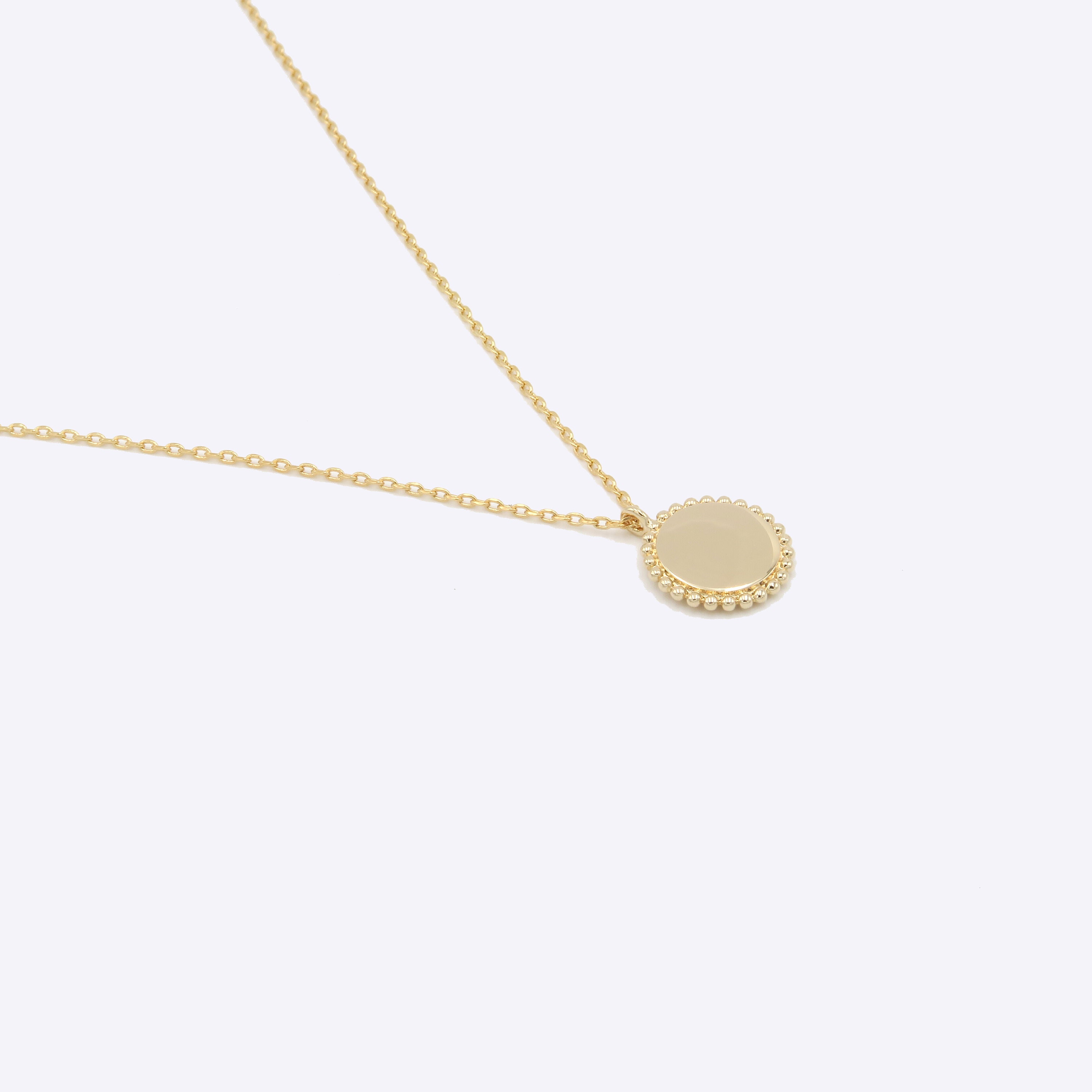 Disc Necklace• Gold Medallion• Gold Disc Necklace in Yellow Gold 14K• 1 ...