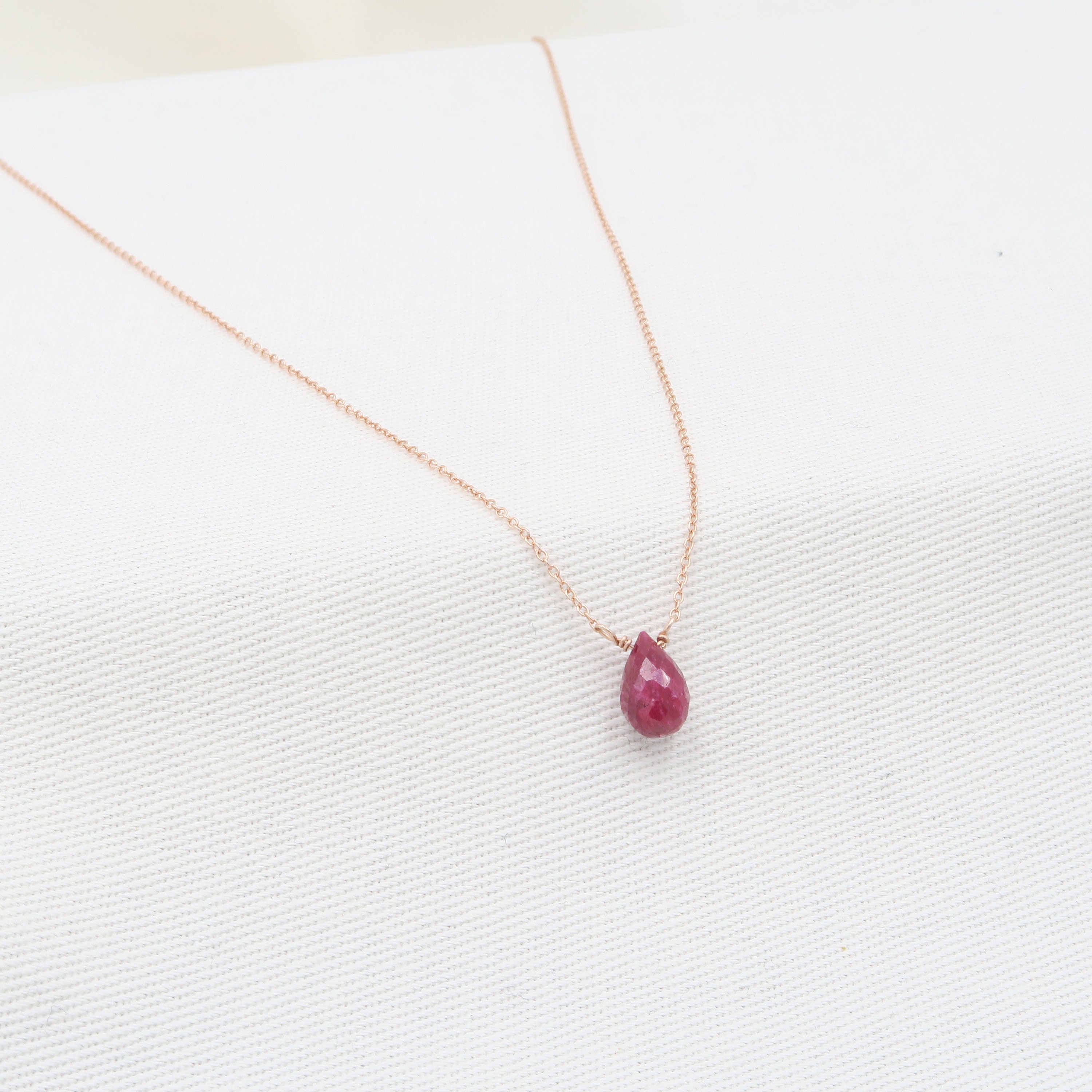 Genuine Ruby Necklace Ruby Pendant in Gold Rose Gold With | Etsy