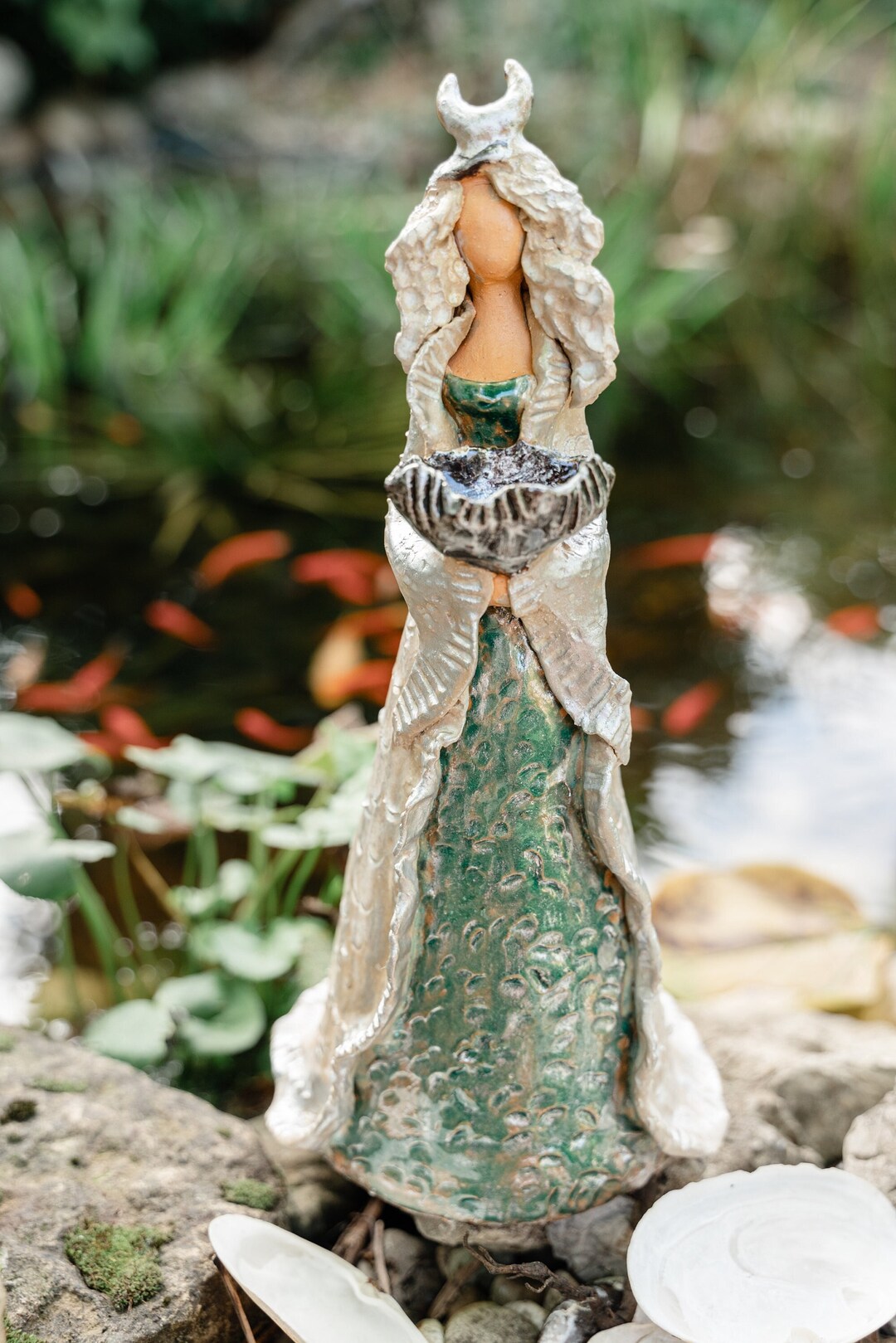 Sculpture Ceramic Goddess Moon Goddess Priestess Altar Figure Ritual ...