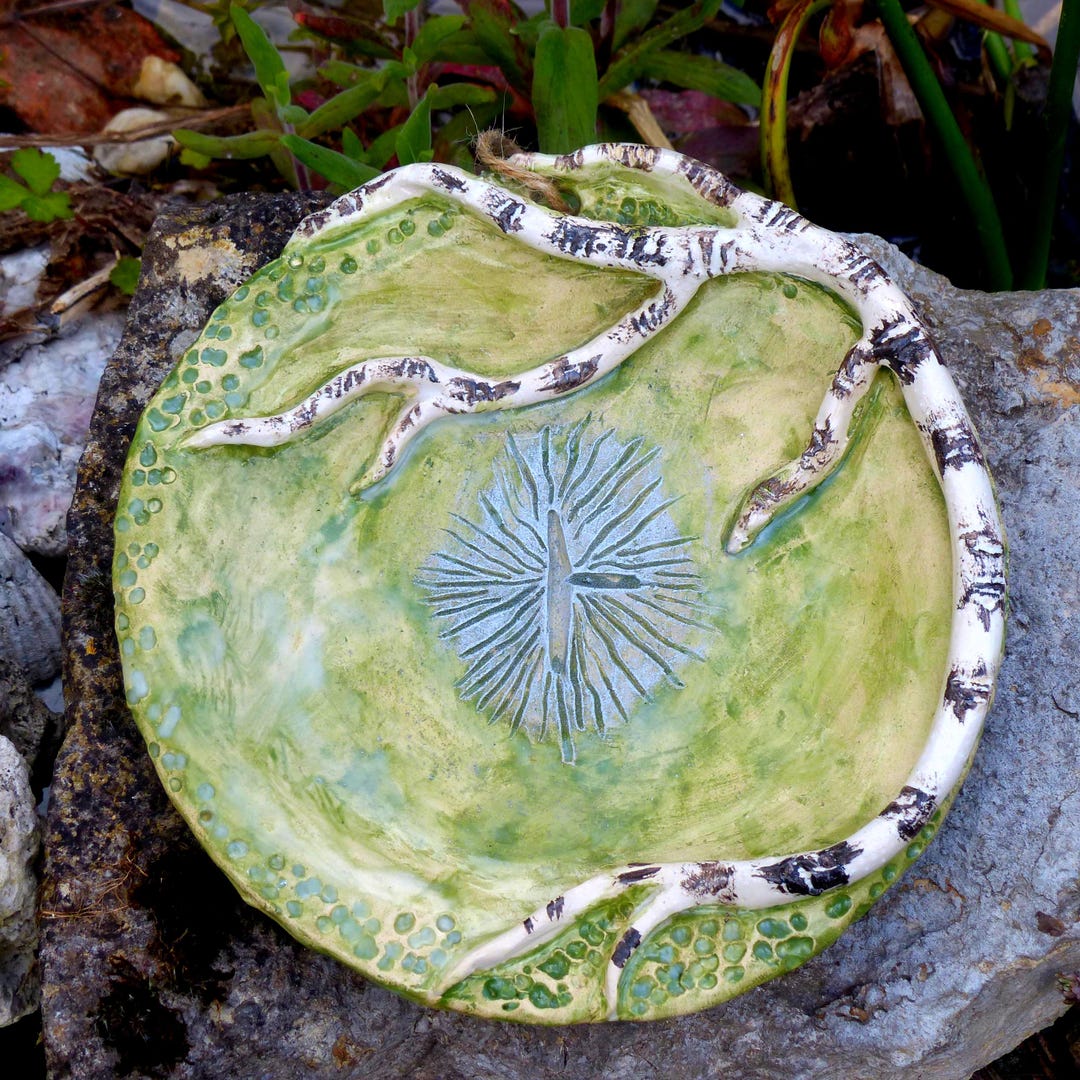 Magical Birch Ceramic Plate With Ogham Symbol Beth – Altar Art, Wall ...