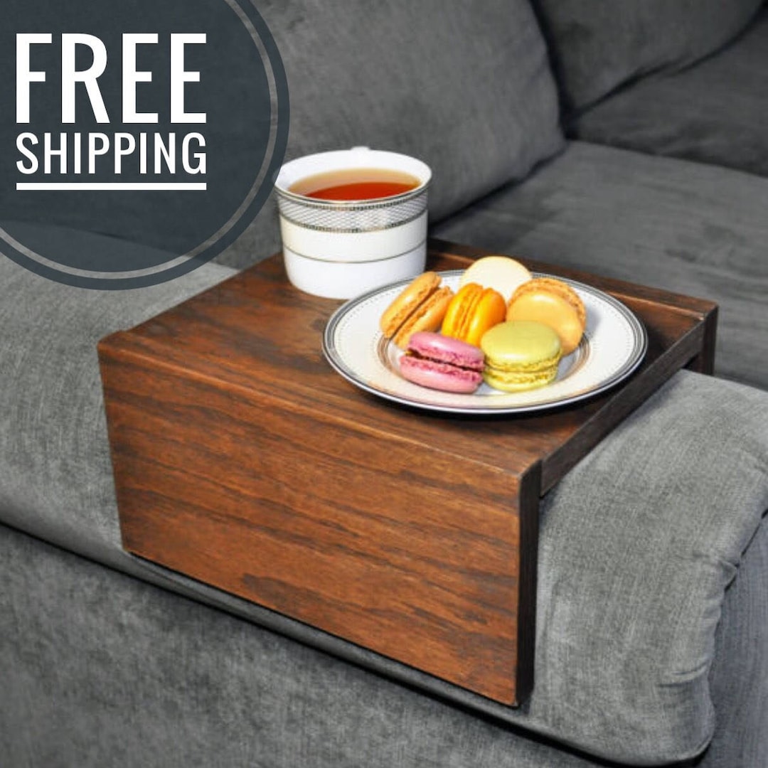 Sofa Armrest Table, Custom, Couch Armrest, Chair Caddy, Wood Tray, Wood ...