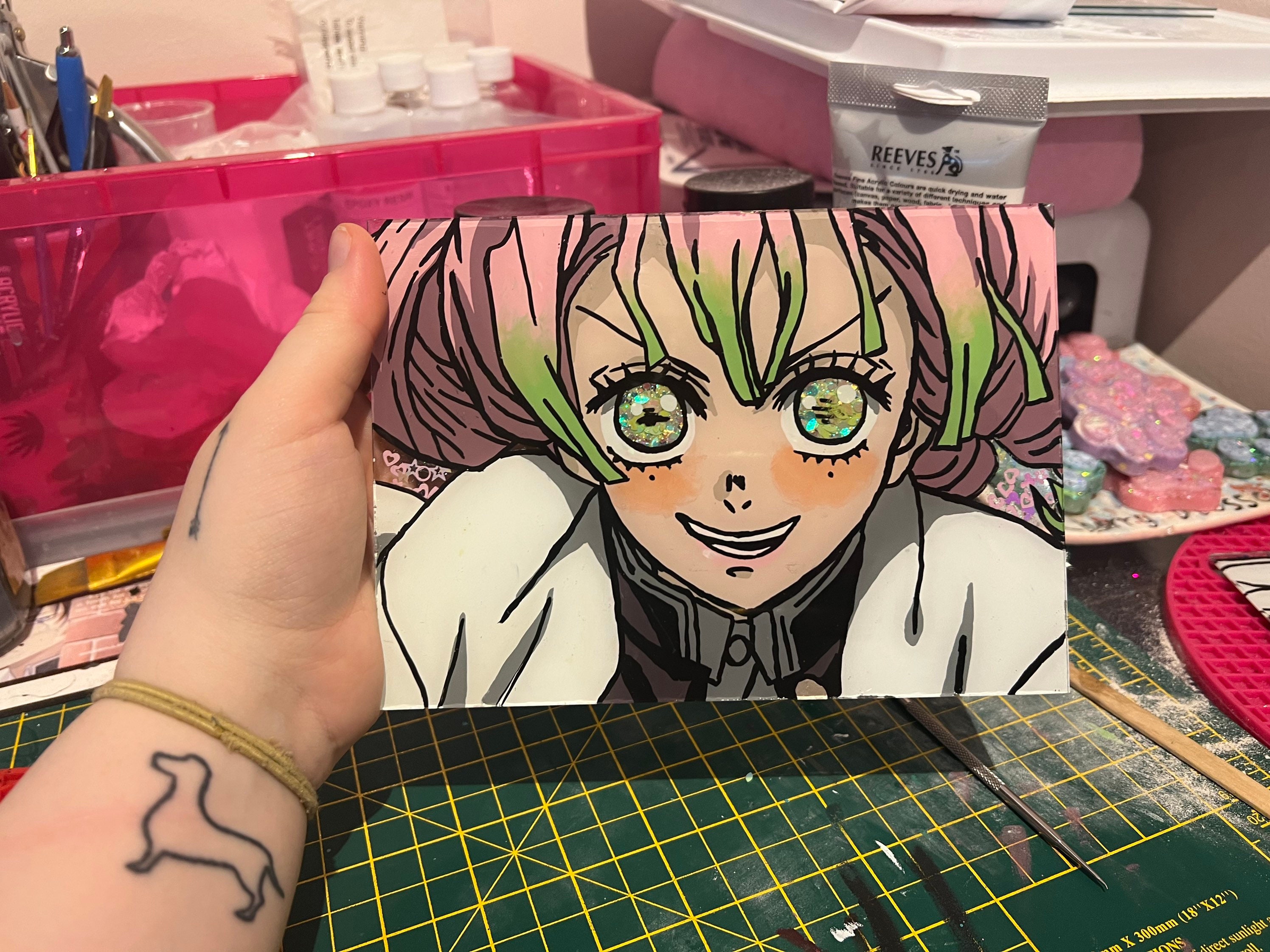 Demon Slayer Mitsuri Hand Painted Glass Panel - Etsy UK