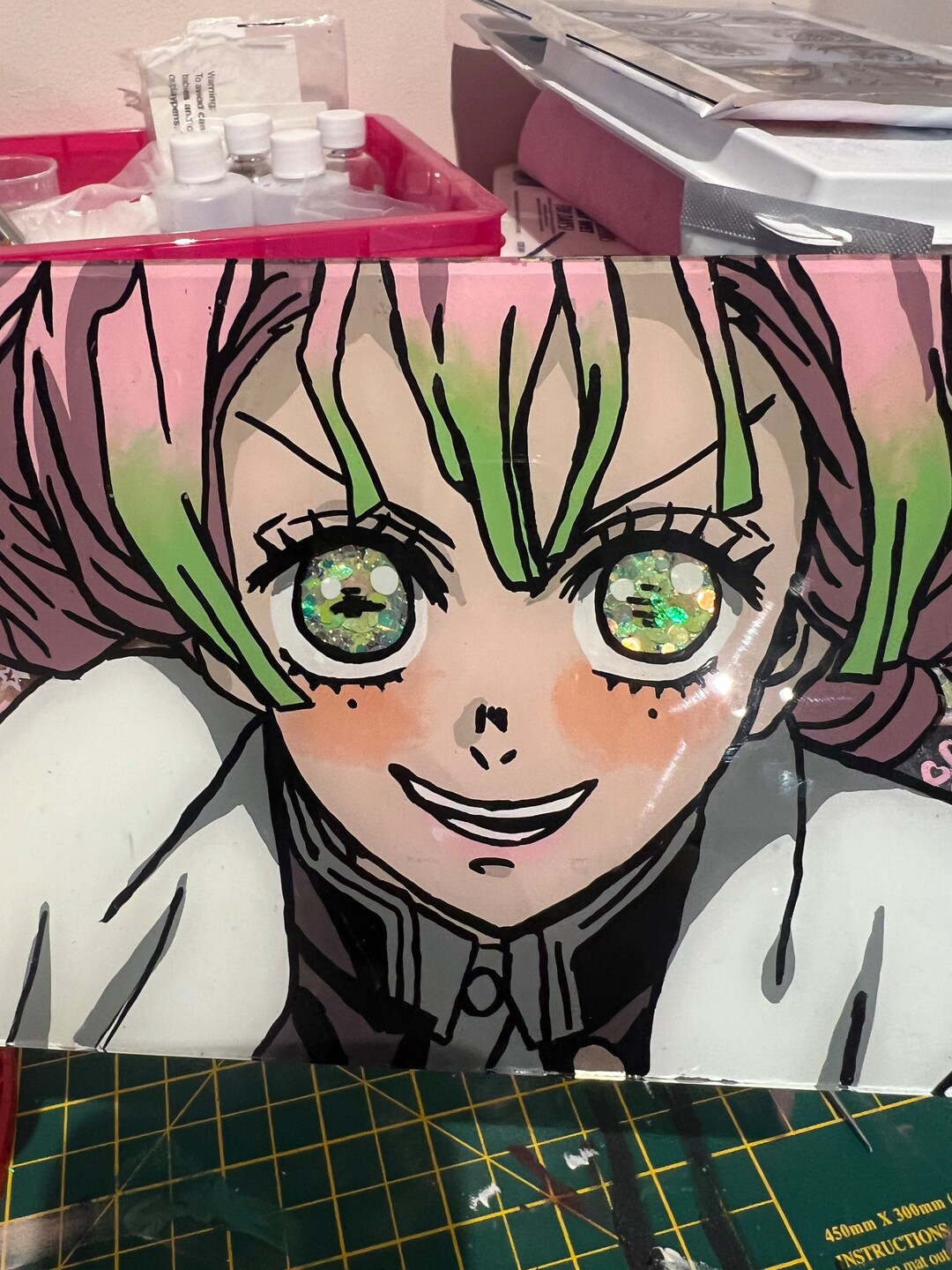 Demon Slayer Mitsuri Hand Painted Glass Panel - Etsy