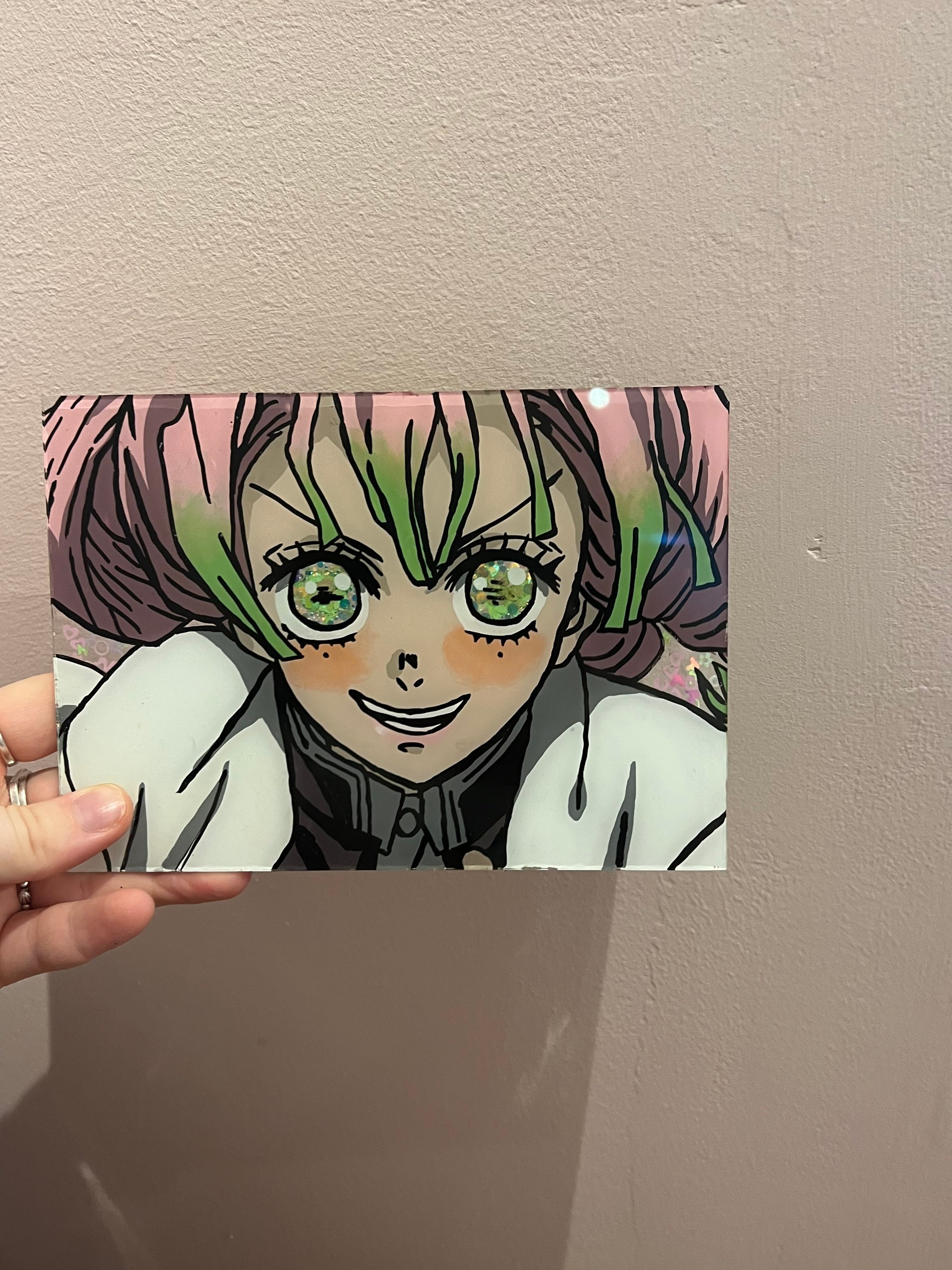 Demon Slayer Mitsuri Hand Painted Glass Panel - Etsy