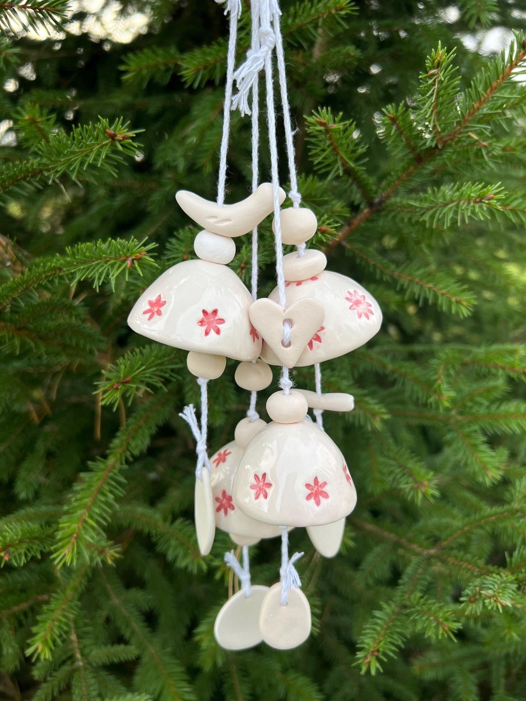 Small Ceramic Bell, Patio Balcony Decor, Pottery Handmade Hanging Bell ...