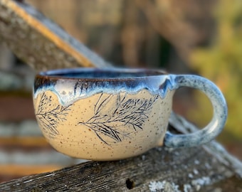 Ceramic Tea Coffee Mug, Handmade Pottery Mug, Botanical Mug, Rustic Cup ...