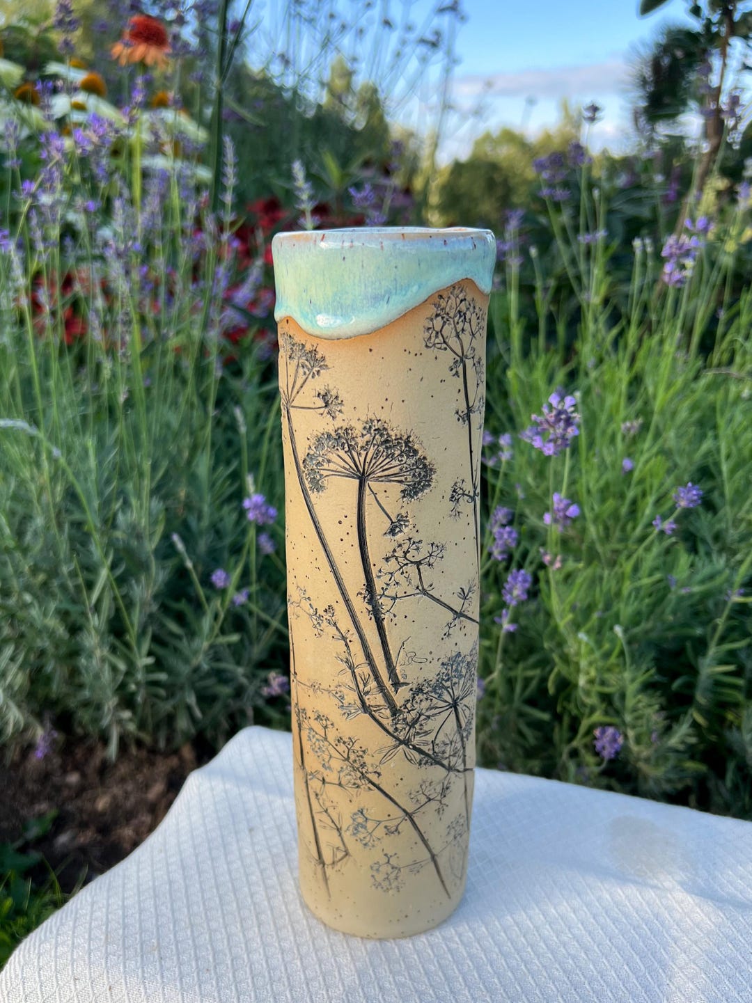 Handmade Cylinder Vase, Large Rustic Vase, Ceramic Vase, Farmhouse ...