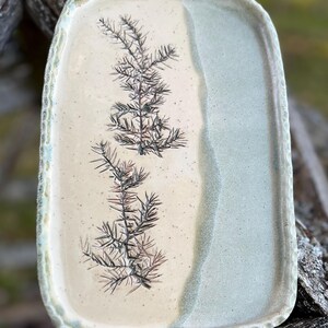 Ceramic Serving Tray: Handmade Stoneware Botanical Platter With Juniper ...