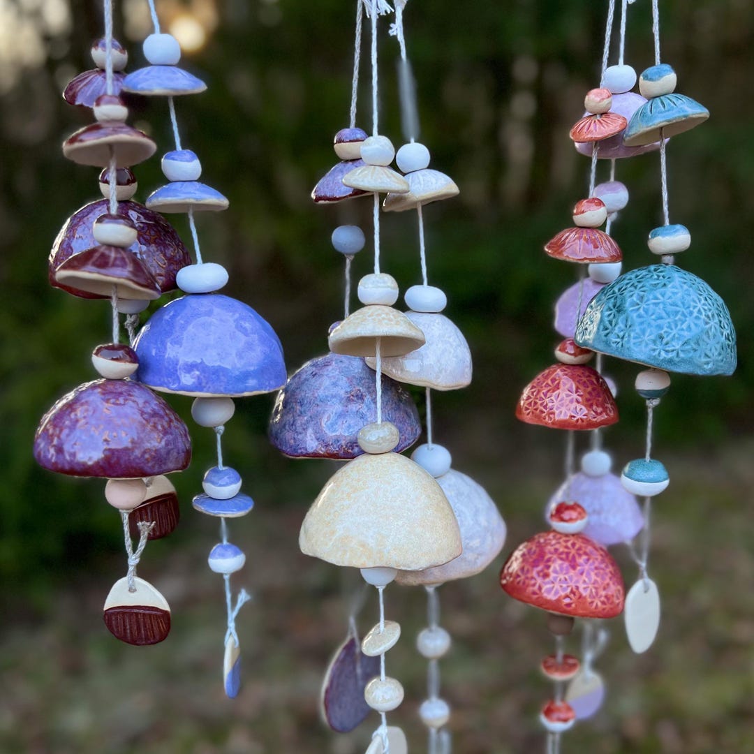Handmade Stoneware Ceramic Bell: Rustic Wind Chime, Home & Garden Decor ...