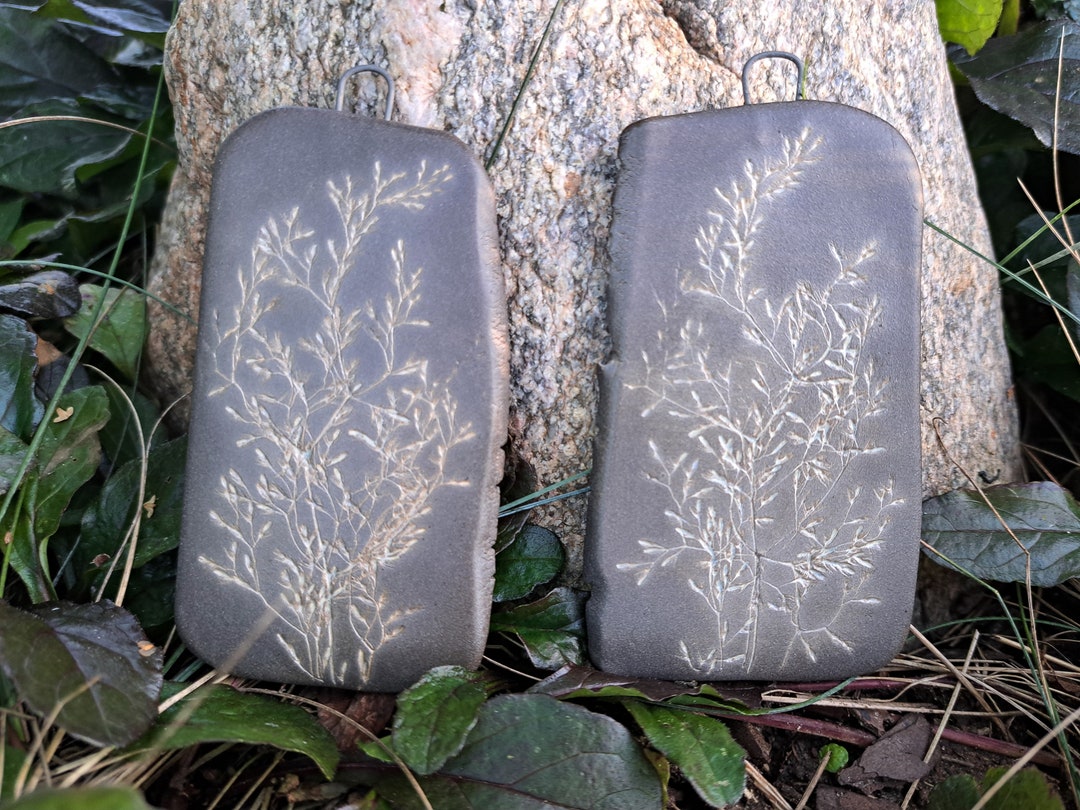 Decorative Plant Tiles, Set of 2 Decors, Grass Motifs Wall Art Set ...
