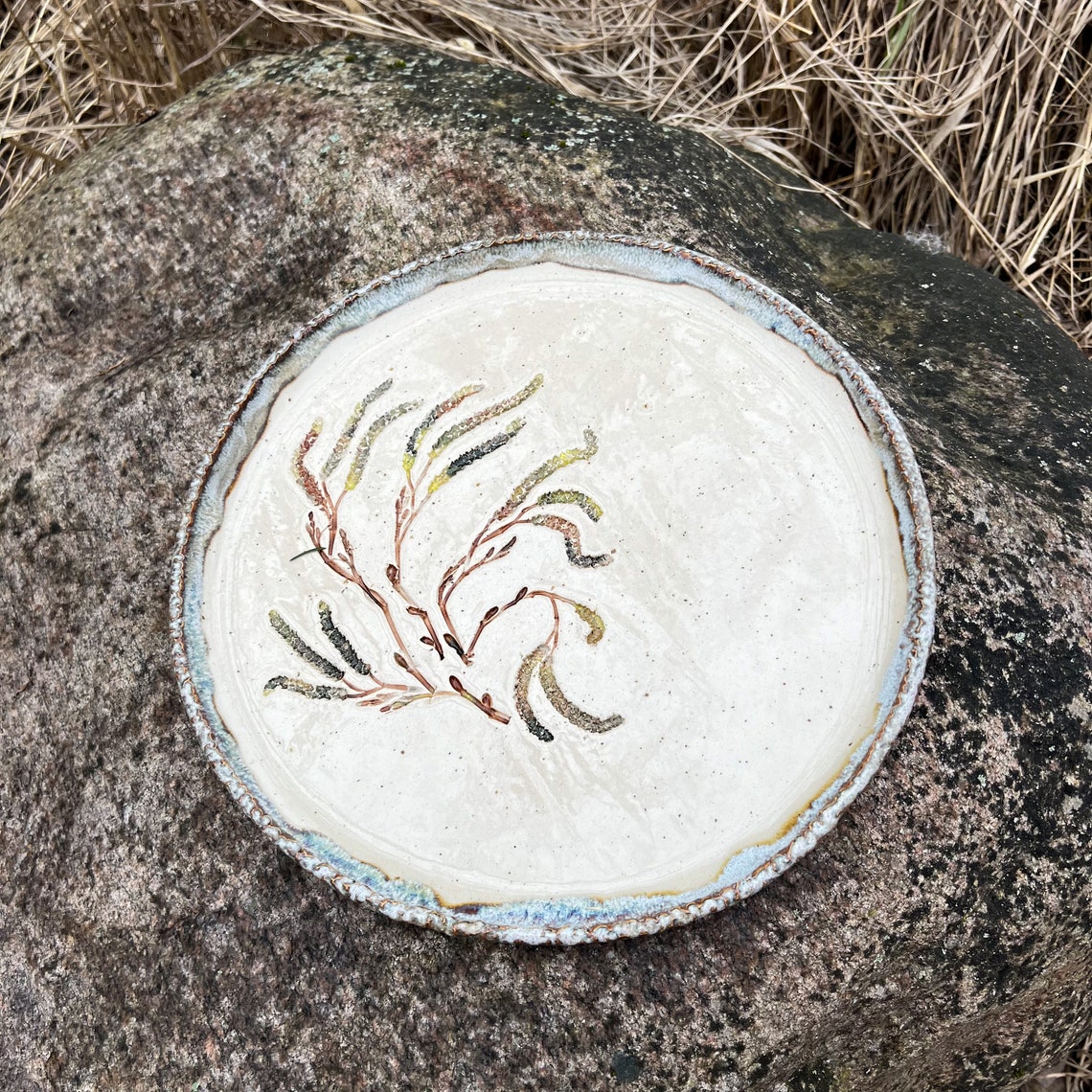 Ceramic Serving Platter Hazel Branches, Botanical Art, Handmade ...