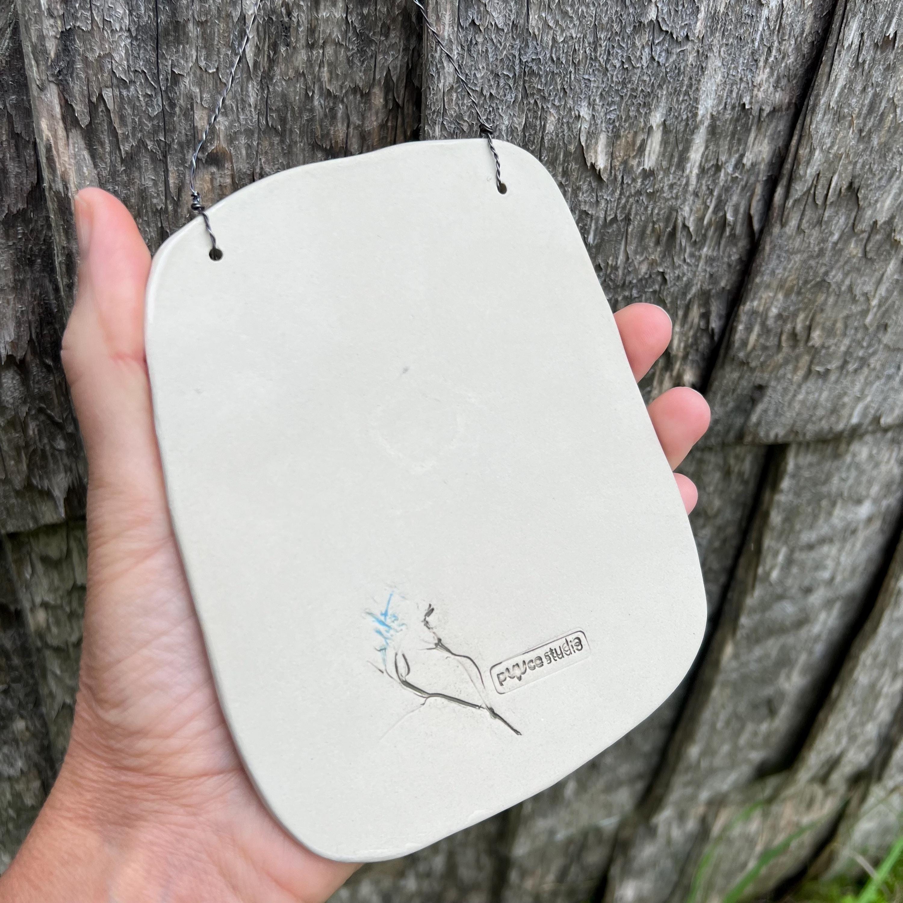 Botanical Ceramic Wall Tile, Handmade Floral Art Decor, Small Unique ...