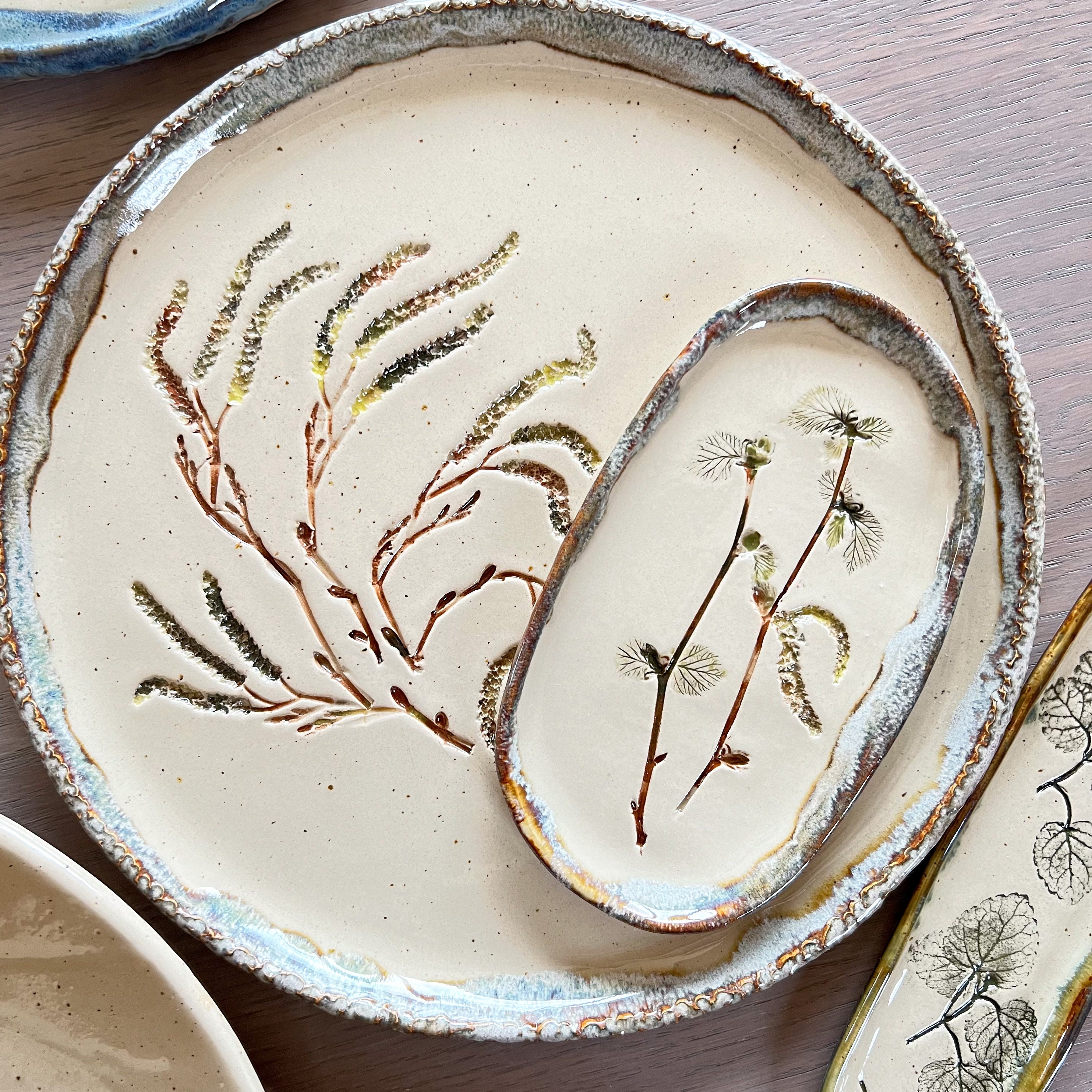 Ceramic Serving Platter Hazel Branches, Botanical Art, Handmade ...