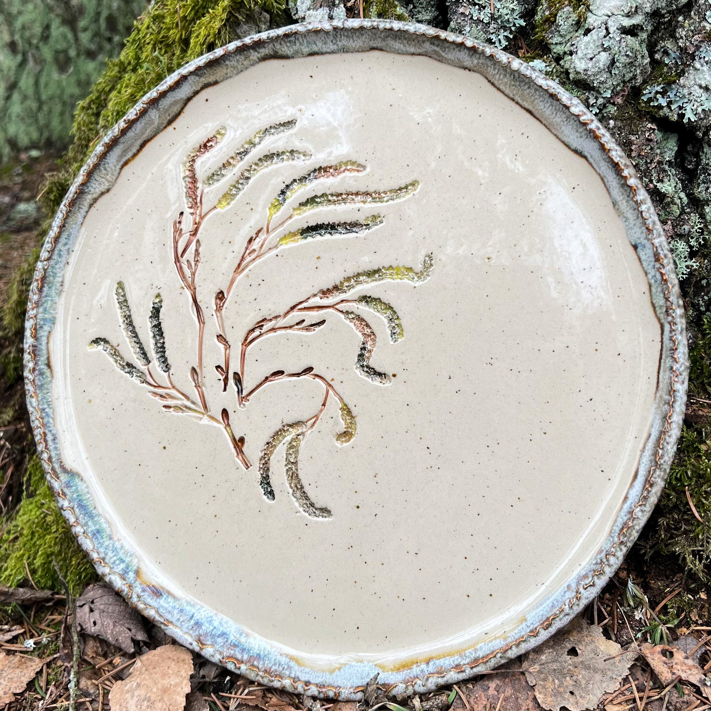 Ceramic Serving Platter Hazel Branches, Botanical Art, Handmade ...