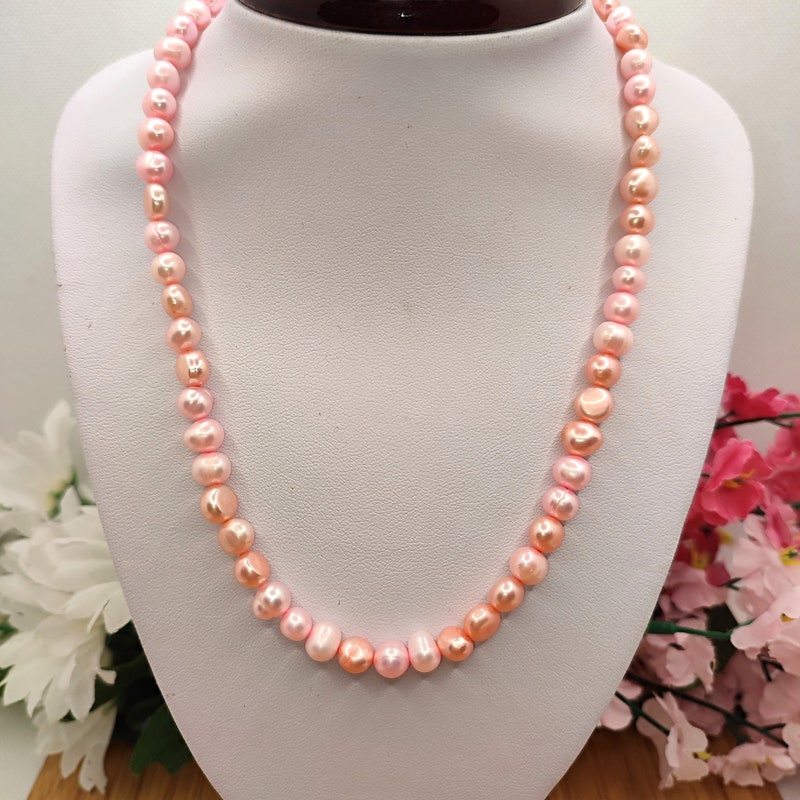 Coral and Freshwater Pearl Necklace - Etsy