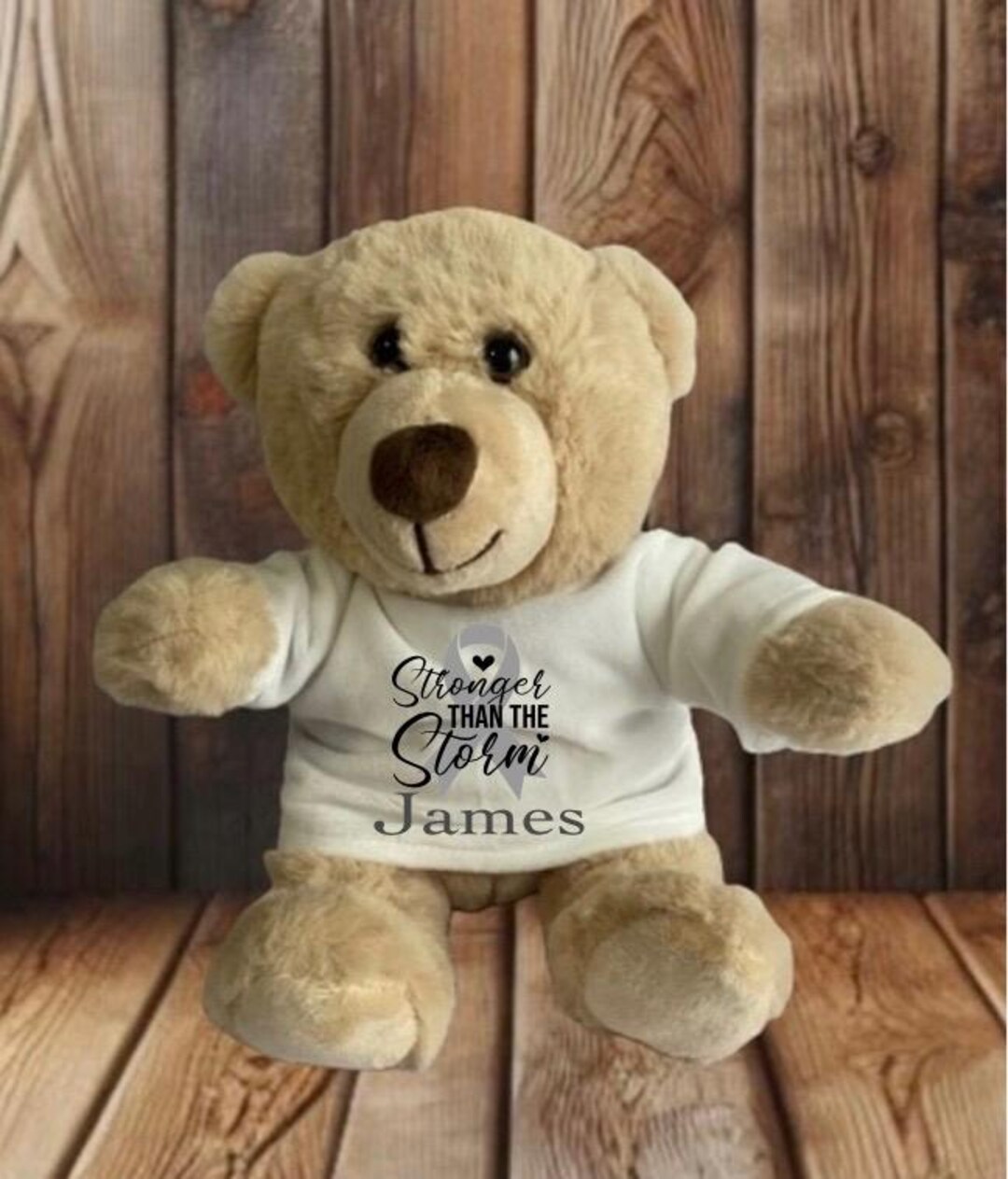 Brain Cancer Support Teddy Bear, Personalized Cancer Support Bear, Gray ...