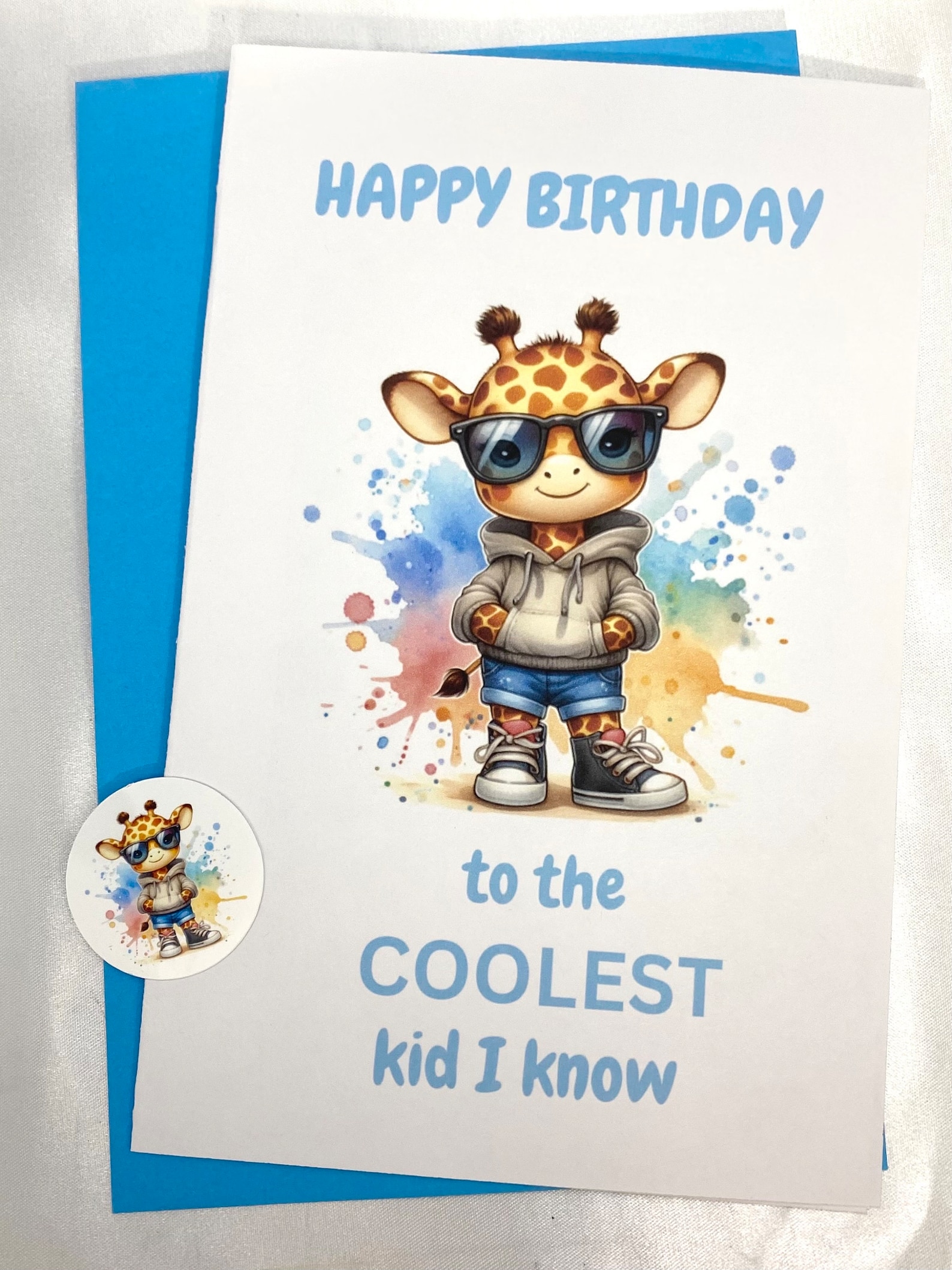 Giraffe Birthday Card, Giraffe Greeting Card, Kids Birthday Card ...