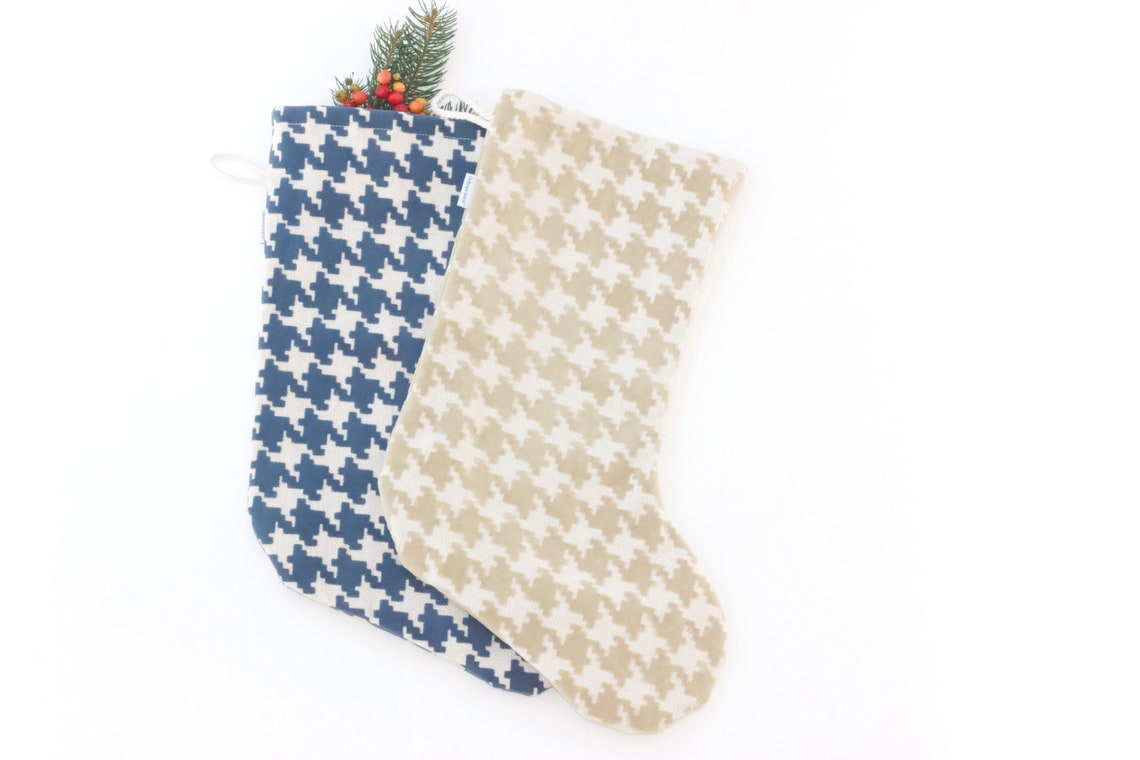Christmas Stocking With Blue Velvet Checkered Pattern - Etsy