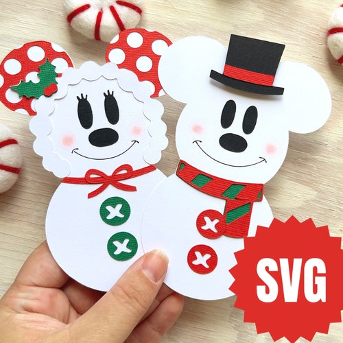 Mickey and Minnie Snowman SVG Cricut or Silhouette Cut File - Etsy