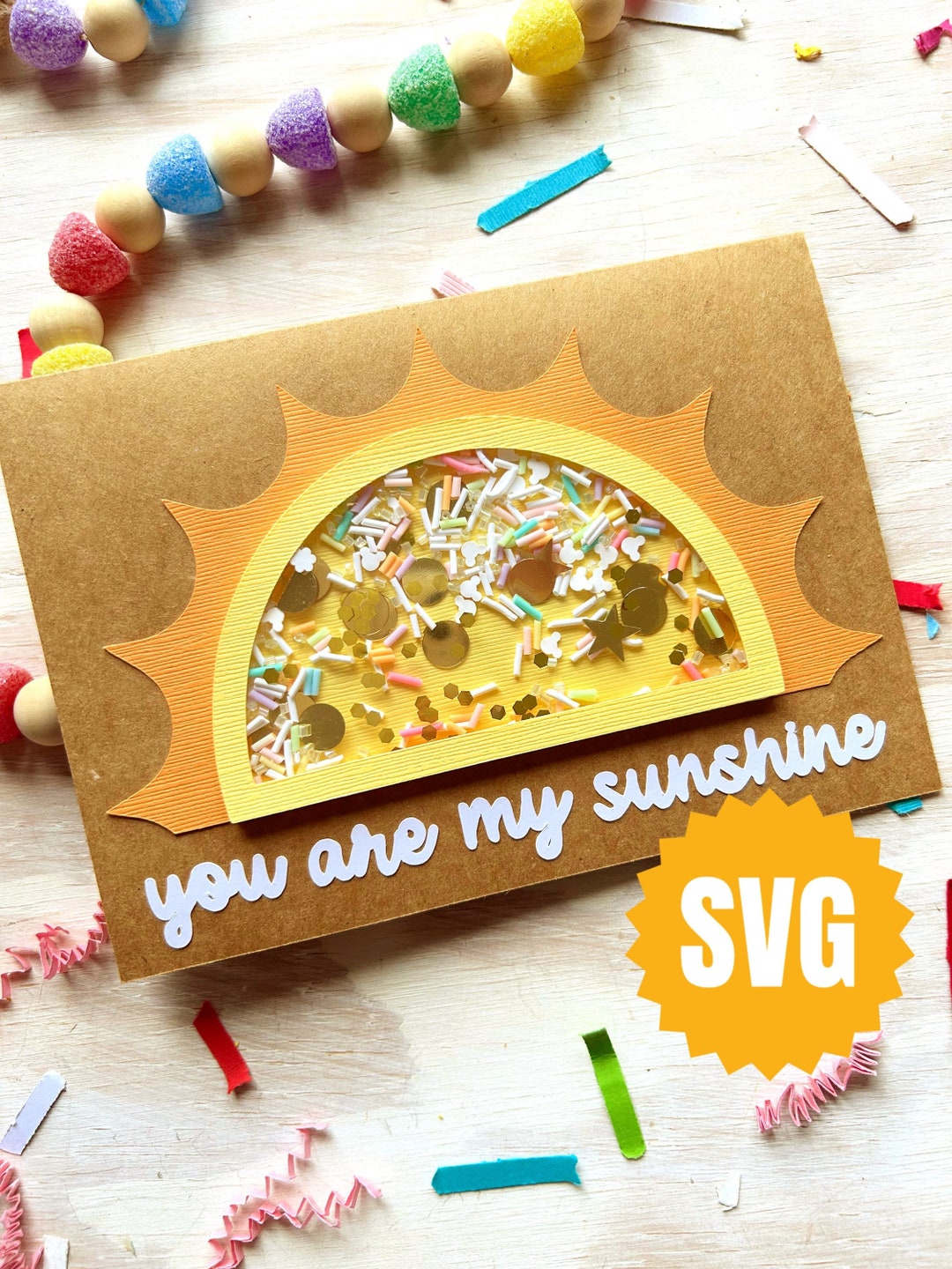 You Are My Sunshine Shaker Card SVG - Cricut - Silhouette - Etsy
