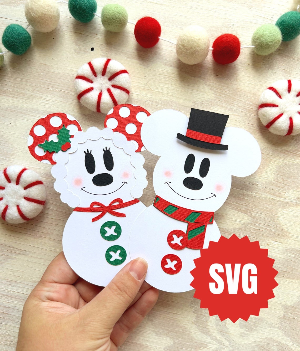 Mickey and Minnie Snowman SVG Cricut or Silhouette Cut File - Etsy