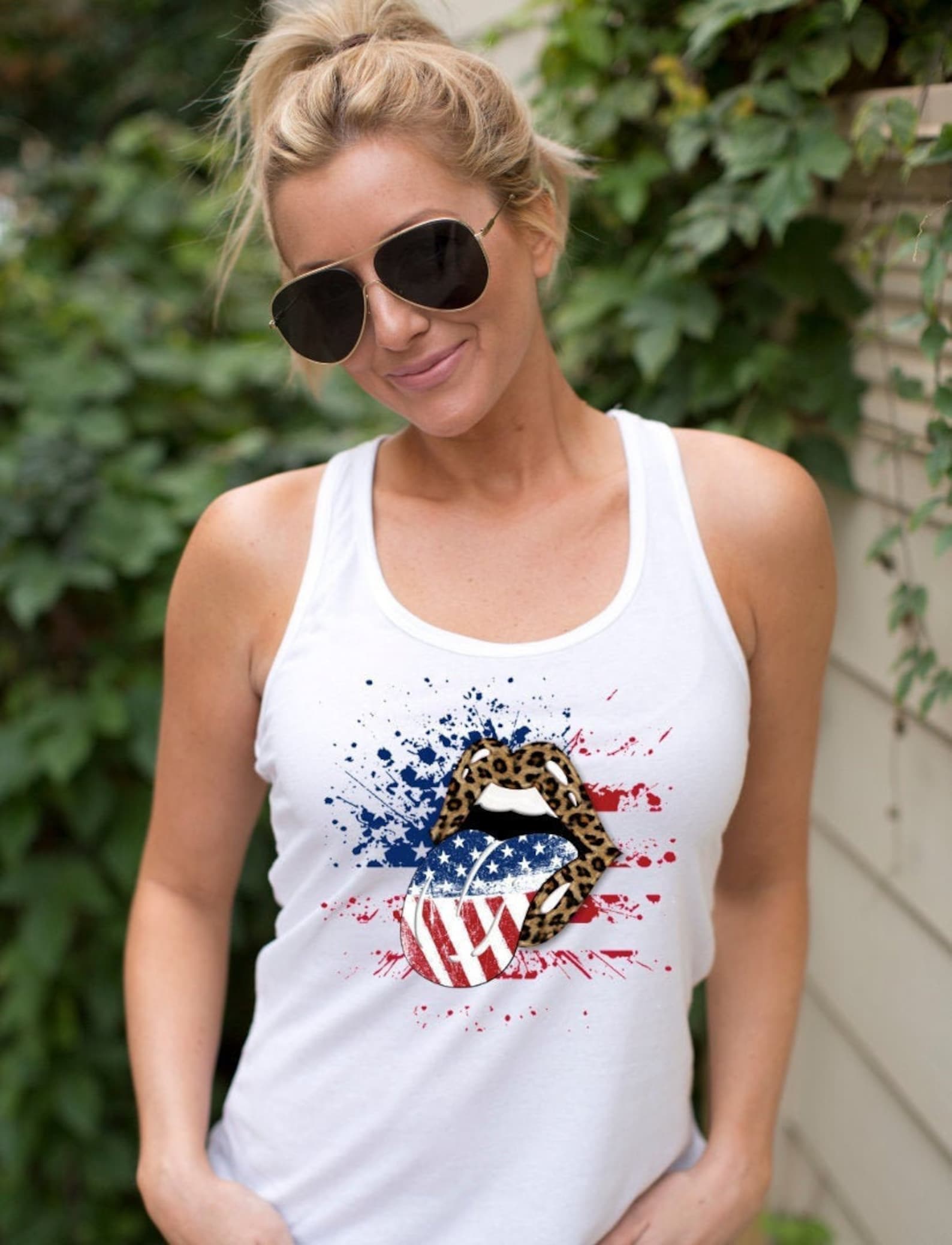 Patriotic Lip Tank American Flag Lip Tank Women's 4th - Etsy